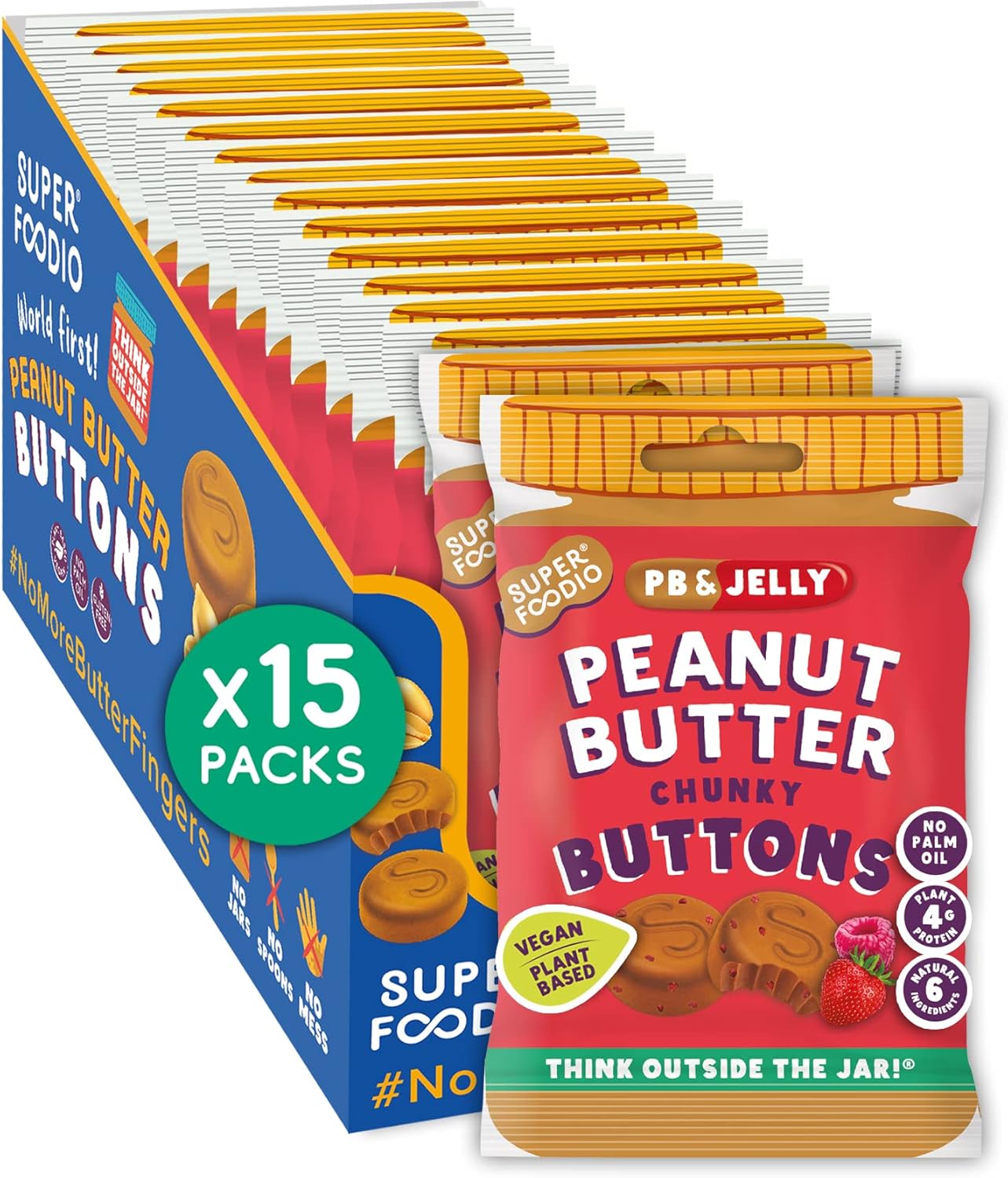 SUPERFOODIO Peanut Butter Buttons | PB&J Flavour | Vegan & Low Carb ...