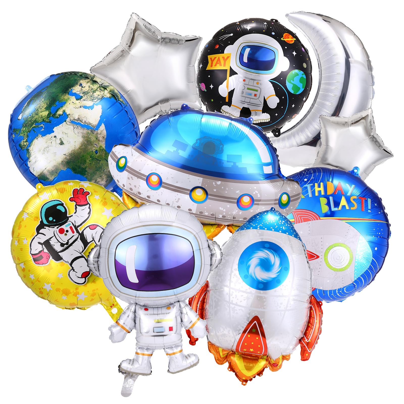 Amazon.com: Fontien 9pcs Space Balloons, Outer Space Cartoon Balloons ...