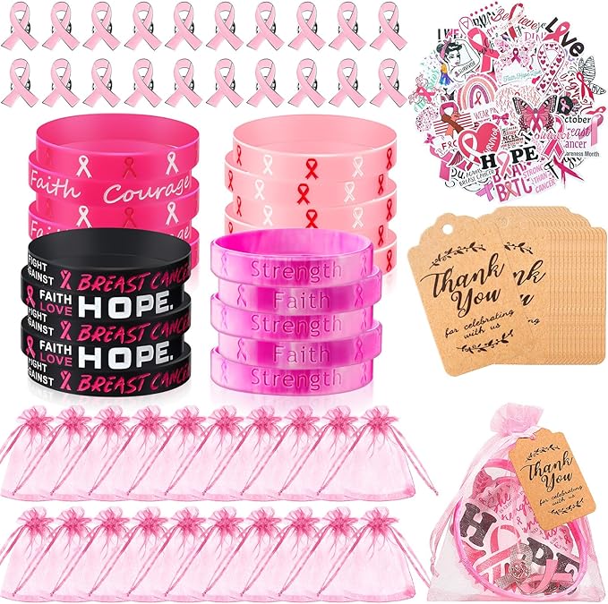 Amazon.com: Liliful 130 Pcs Breast Cancer Awareness Bulk Items for ...