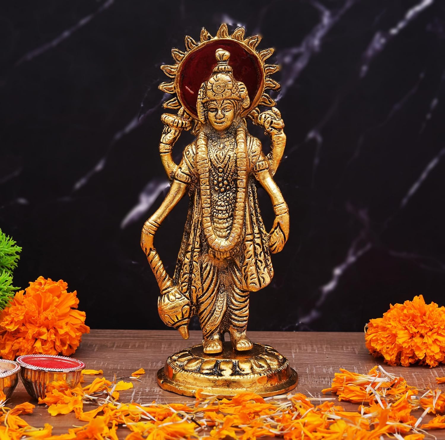 Buy INTERNATIONAL GIFT Gold Plated Metal Narayan/Vishnu Standing on ...
