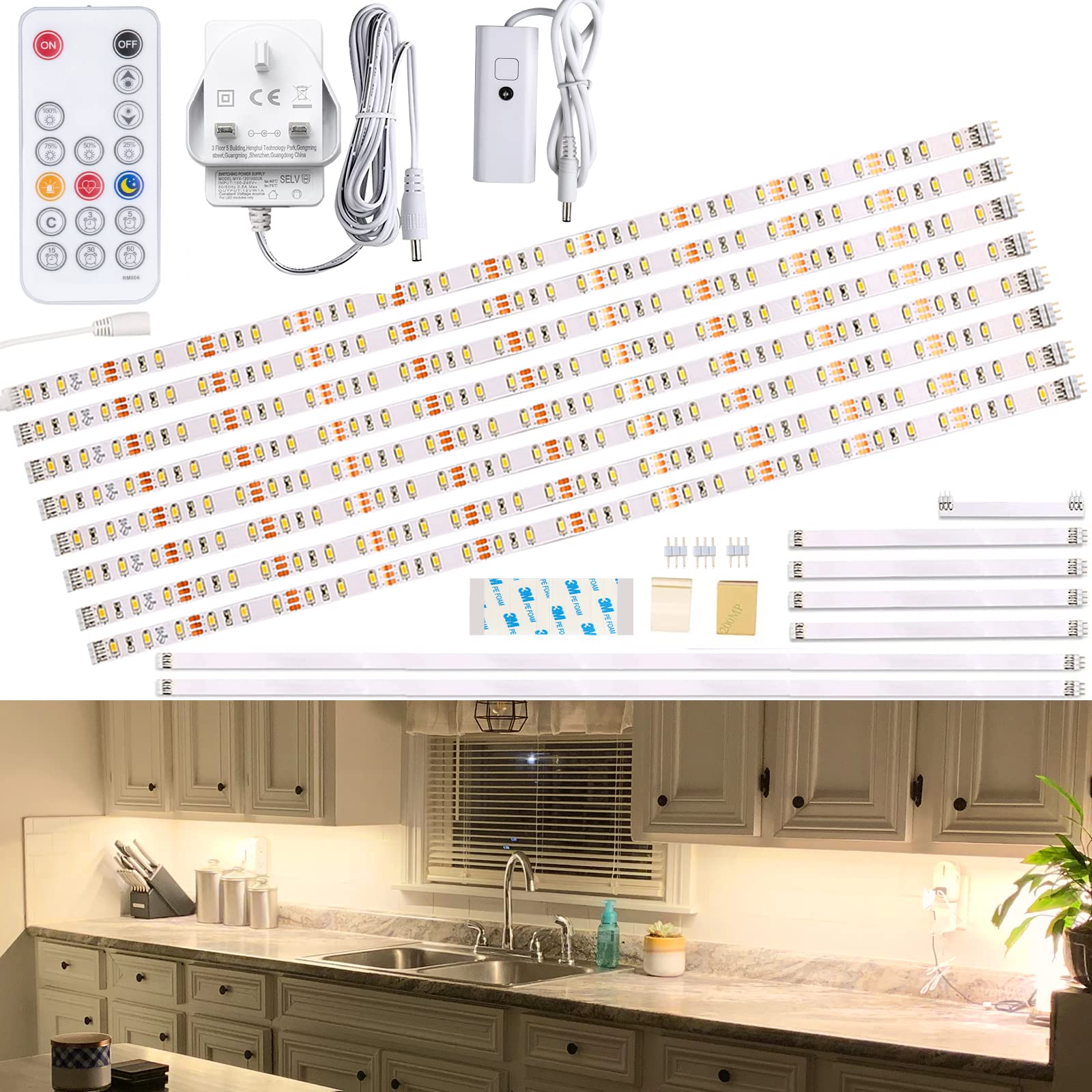 WOBANE Under Counter Light, Dimmable LED Under Cabinet Lighting, 8 ...