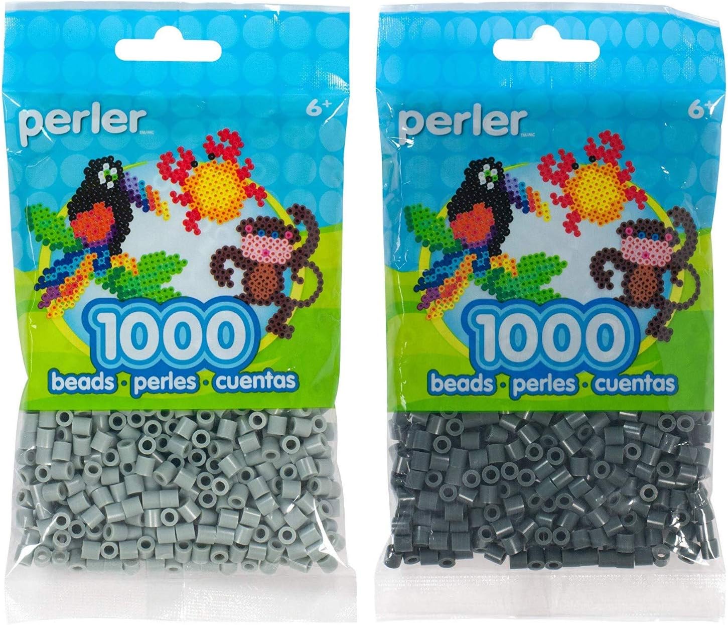 Amazon.com: Perler Bead Bag 1000, Bundle of Pewter and Charcoal (2 Pack ...
