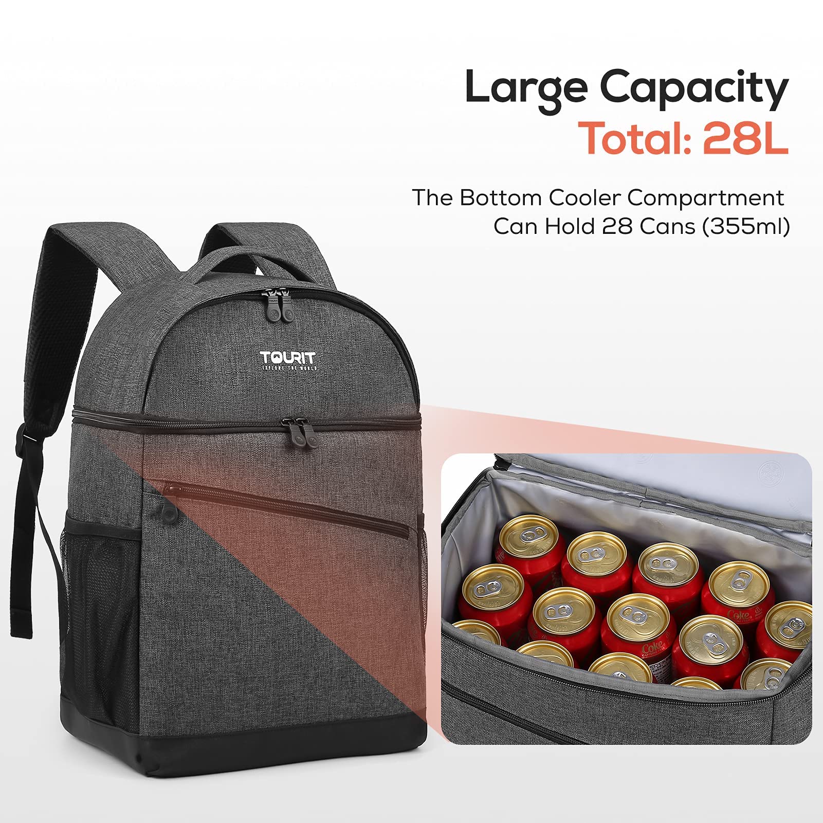 Snapklik.com : Insulated Backpack Cooler Leak-Proof Backpack Lunch Box ...