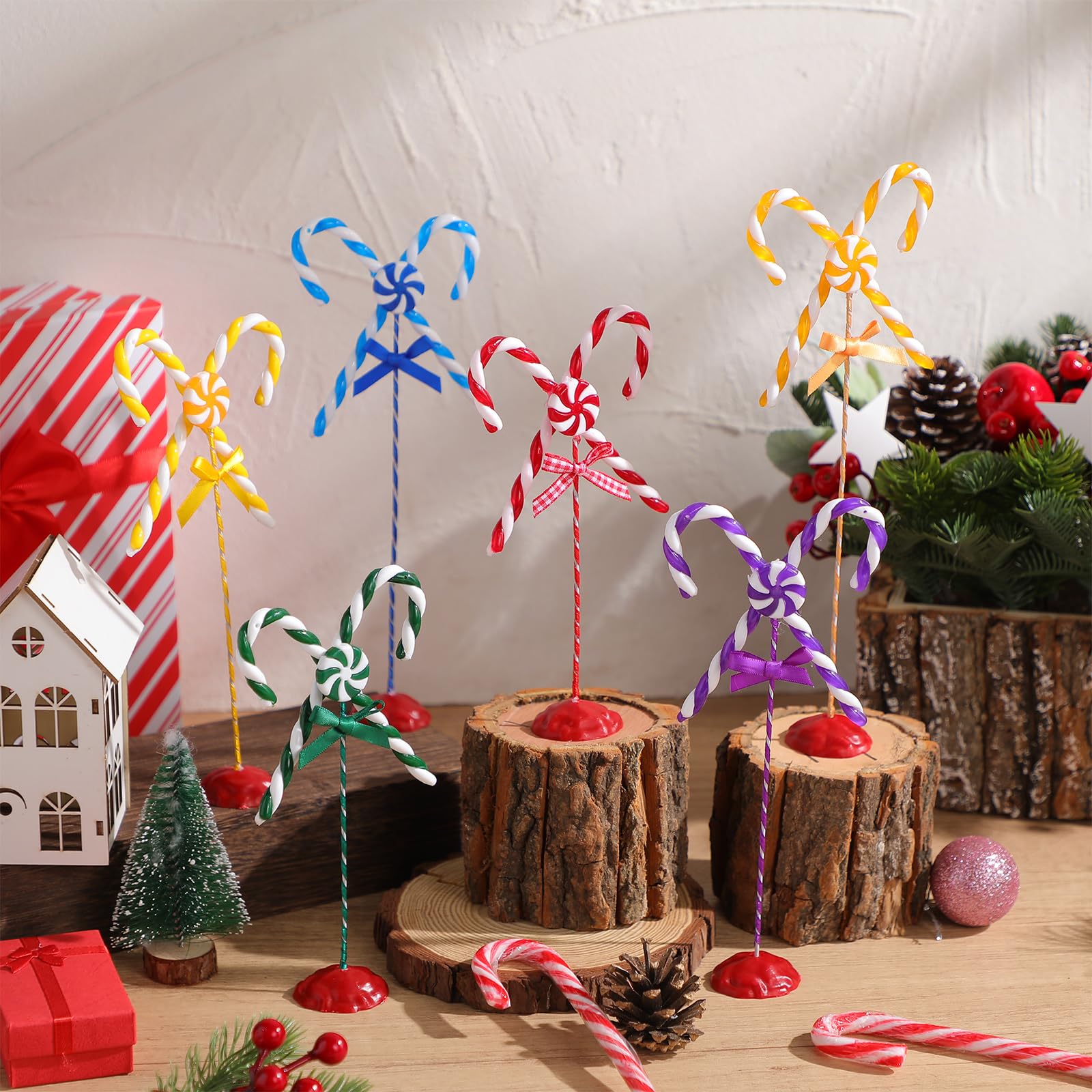 Amazon.com: Bucherry 6 Pcs Christmas Table Centerpieces Candy Cane ...