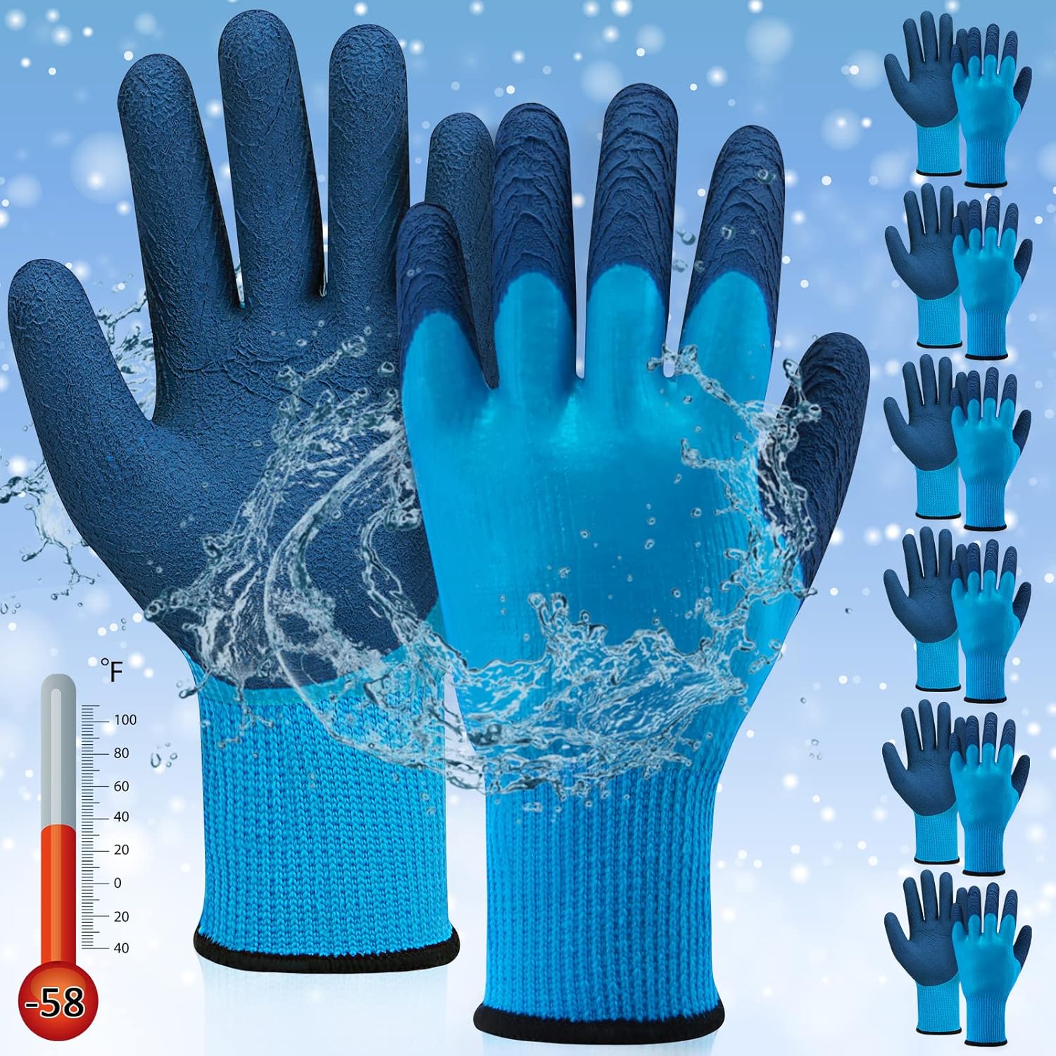ZEuoTra 7 Pairs Waterproof Winter Work Gloves, Cold Weather Work Gloves for Men Women, Frostbite ...
