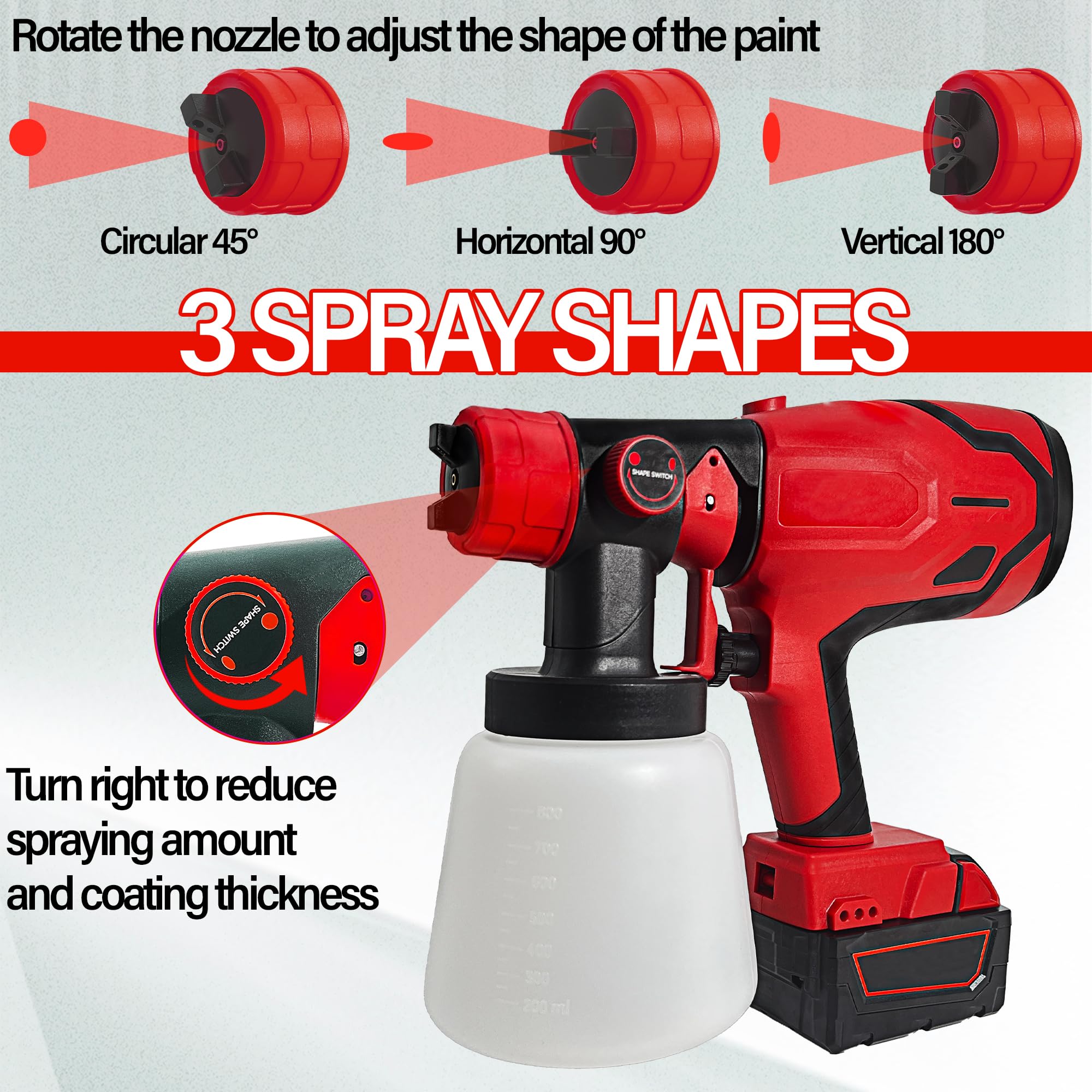 Spray Paint HVLP Paint Sprayer With 10pcs 600ML Mixing Quick Cup Paint Gun
