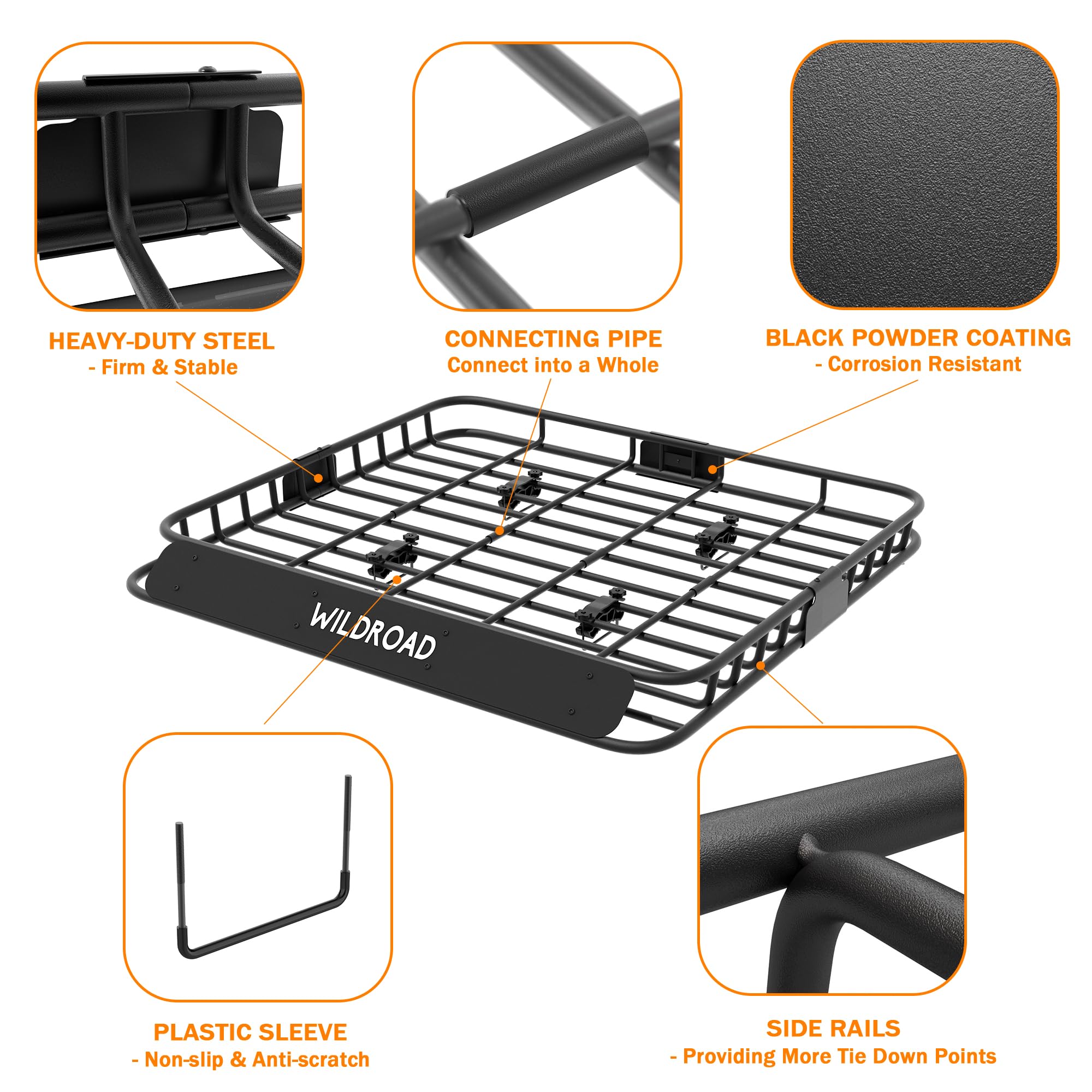 Snapklik.com : Wildroad Roof Rack Cargo Basket, Upgraded 4” Fence Wide ...
