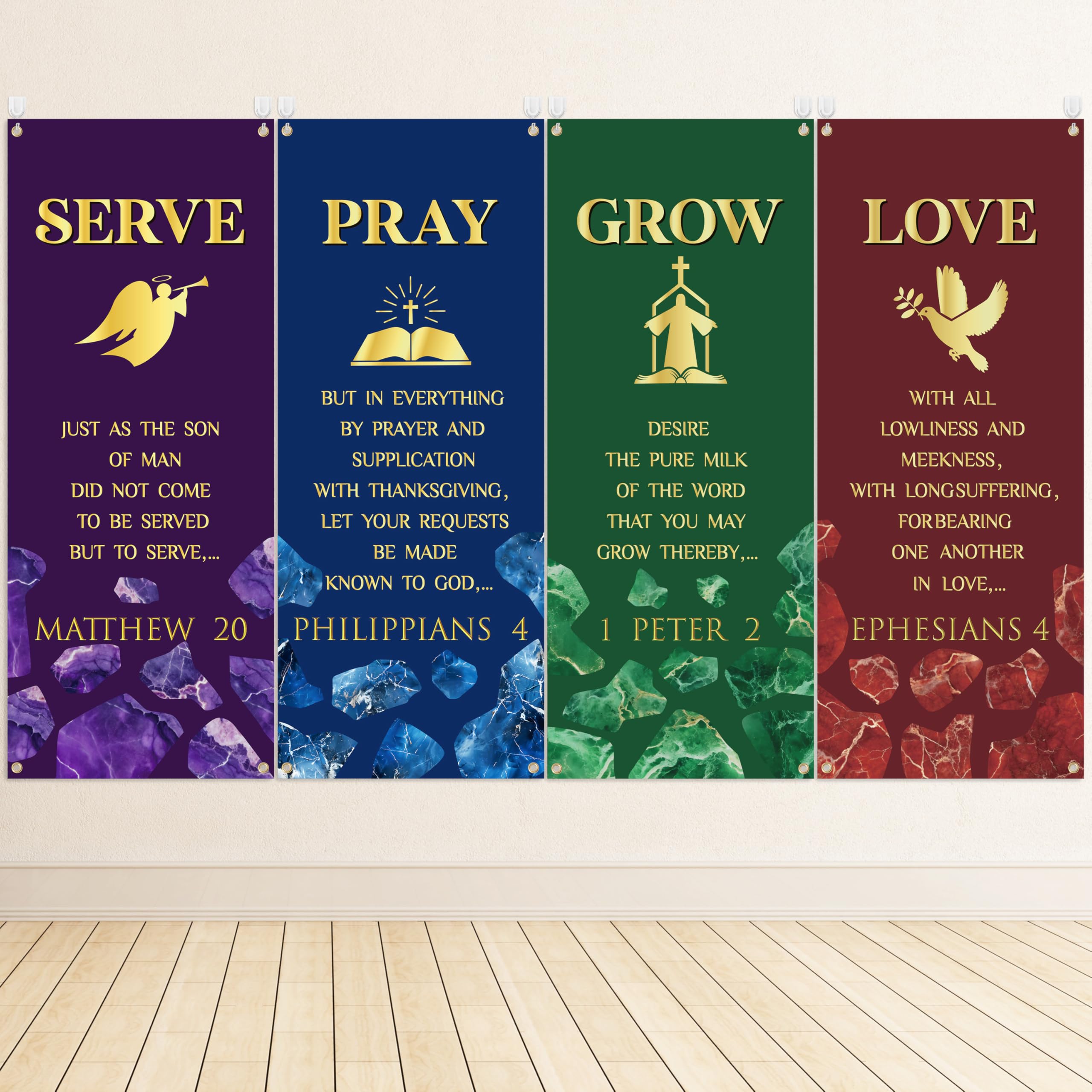Amazon.com: Yopyame Church Banners with Scripture - 4PCS Christian ...