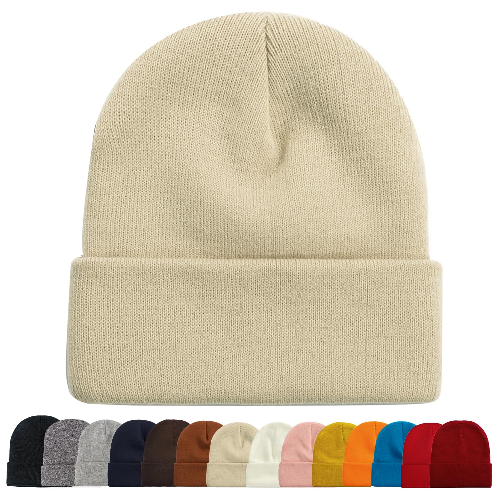 ZOORON 1&2 Packs Beanie for Men Women Men's Beanie Hat Acrylic Knit ...