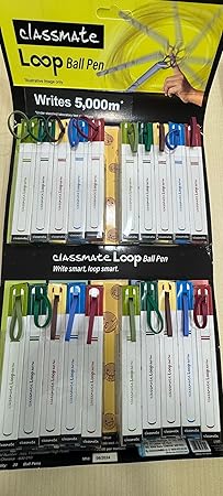 Classmate Loop Ball Pen Pack, 20 Pens, Assorted Colours, Writes 5,000m ...
