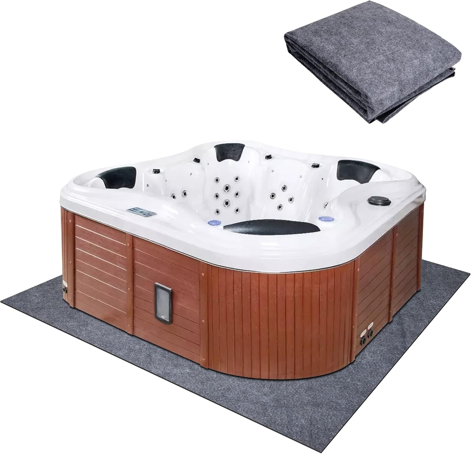 codree 74 x 72 Inch Hot Tub Mat-Absorbent Hot Tub Flooring Protector ...