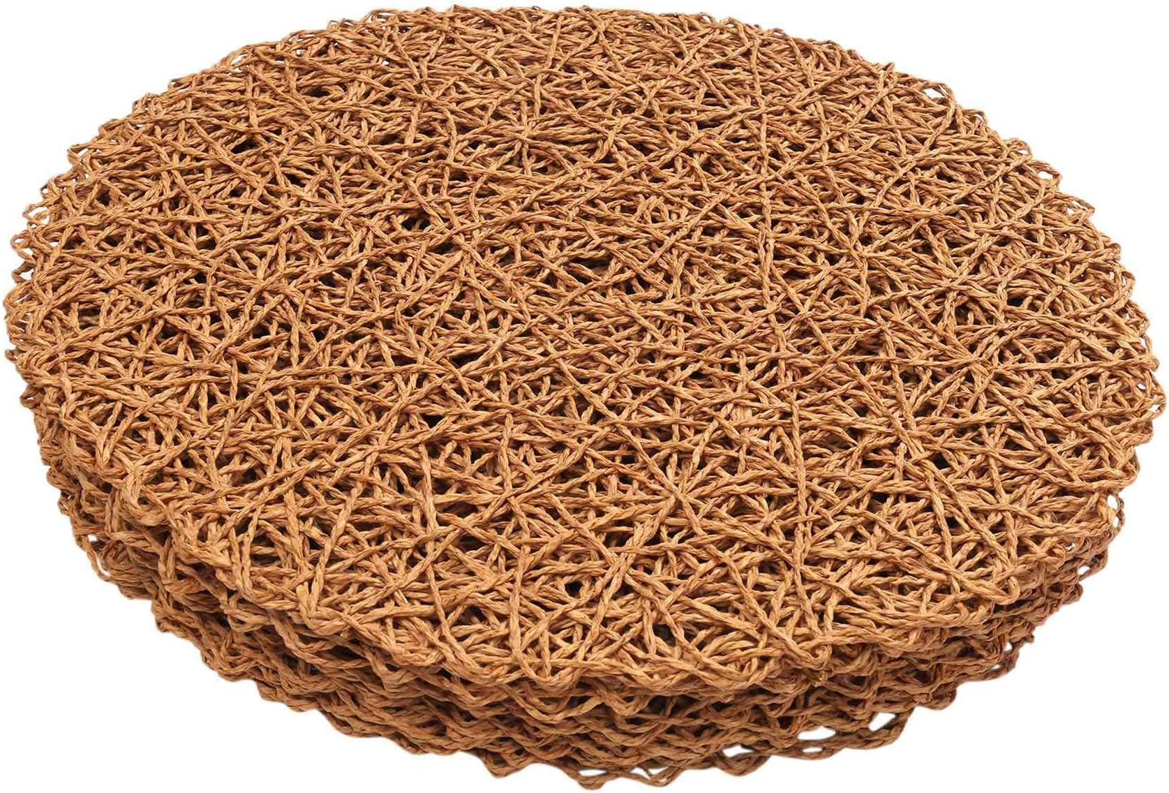 Amazon.com: TAMOSH Round Paper Woven Placemats,Decorative Rope Mesh ...