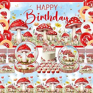 Amazon.com: Mushroom Birthday Decorations, Mushroom Party Decoration ...