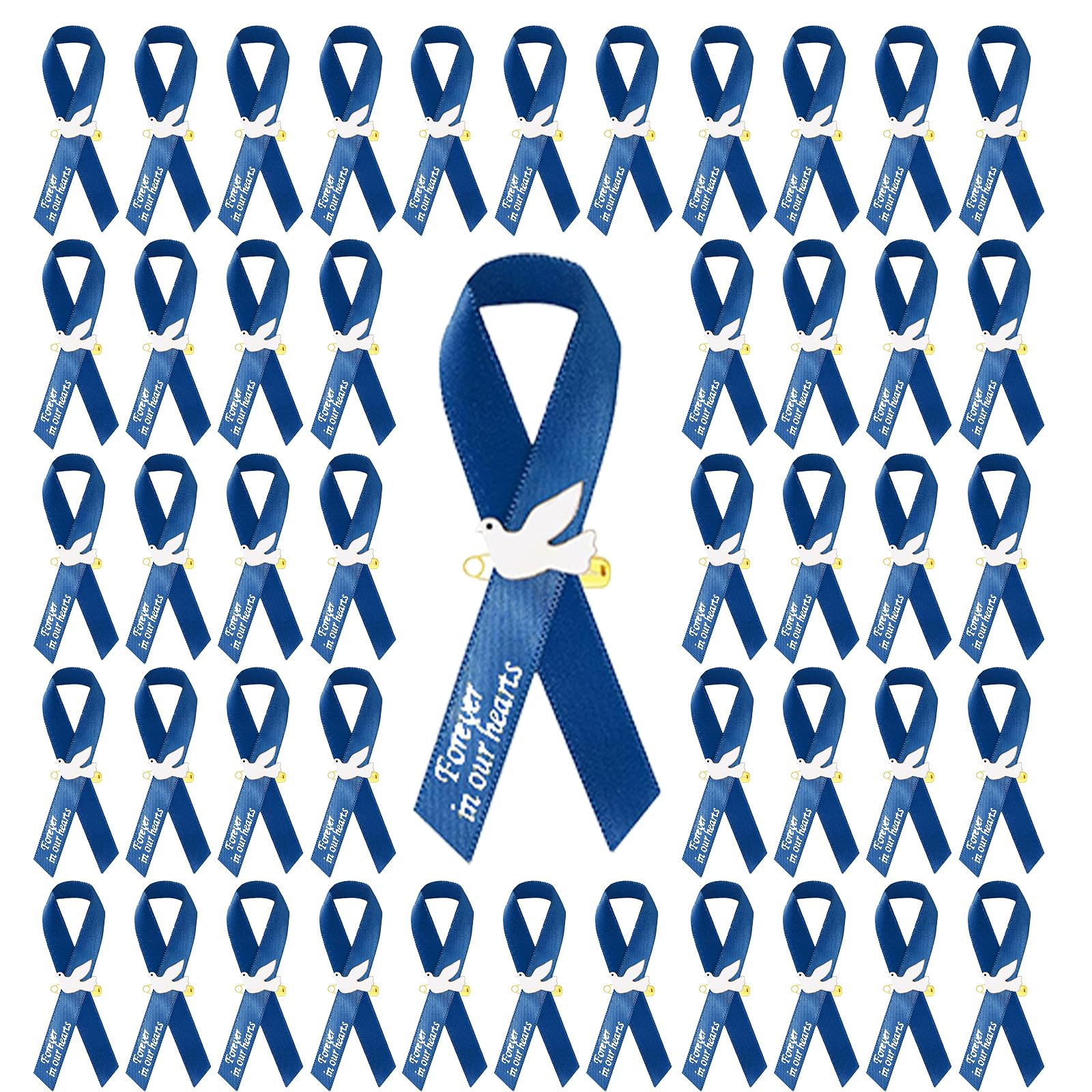Amazon.com: 50Pcs Dove Funeral Ribbon Blue Memorial Ribbon, Funeral ...
