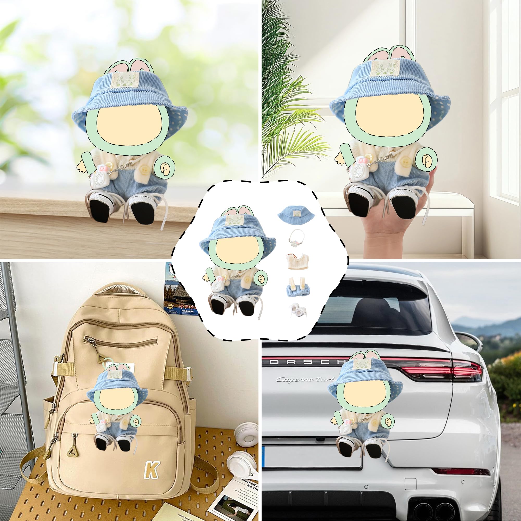 Labubu Doll 17cm Doll Clothes Set For Labubu - Blue Shark Outfit With ...