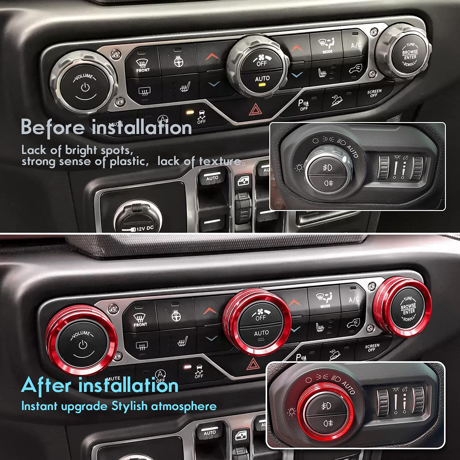 Snapklik.com : For JL JLU Air Conditioner Headlight Switch Knob Cover ...