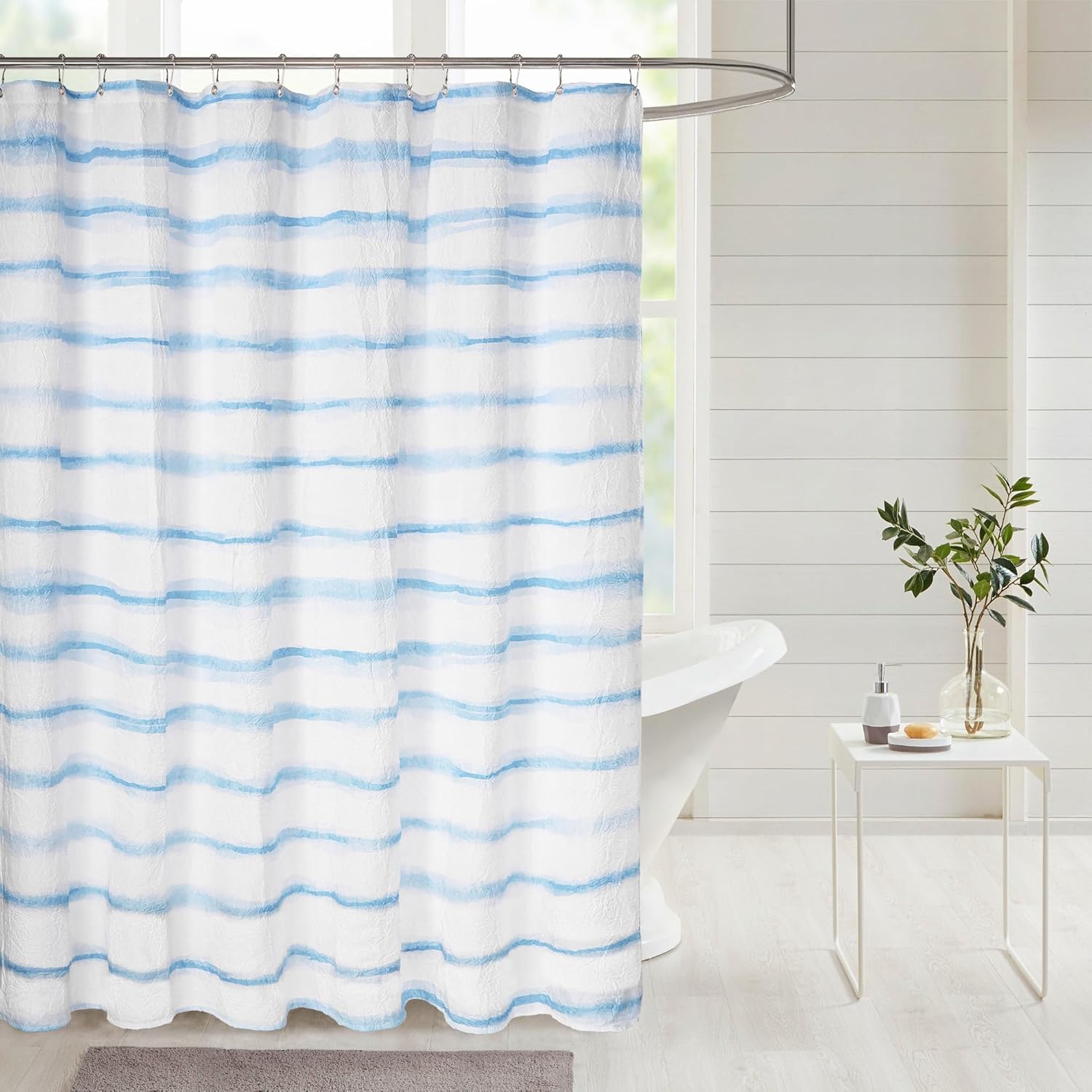 Amazon.com: River Dream Watercolor Stripe Beach Shower Curtain, Sky ...