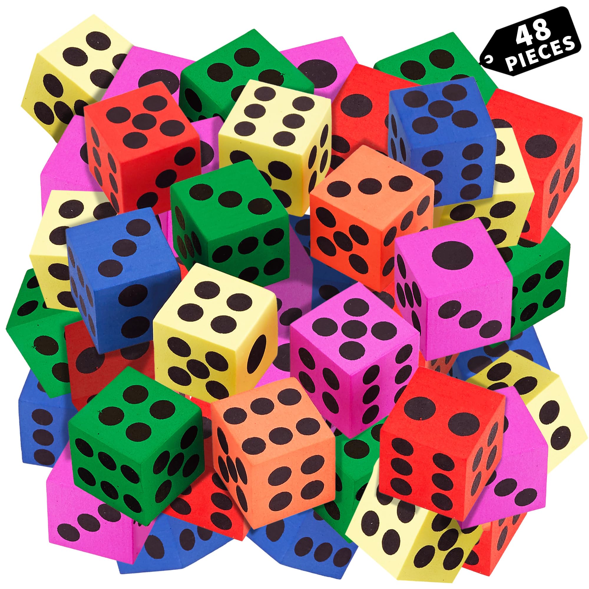 Amazon.com: Playbees Big Foam Dice Set - 48-Pack, Jumbo, and Colorful ...