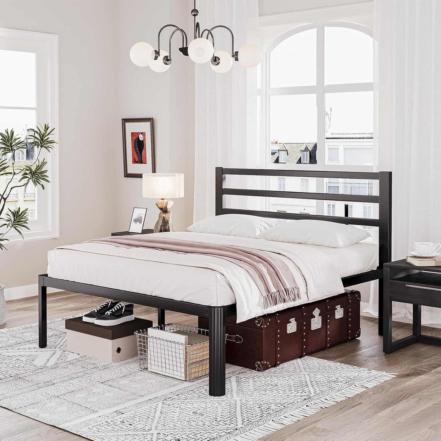 Amazon.com: Woozuro California King Metal Bed Frame with Headboard, 18 ...