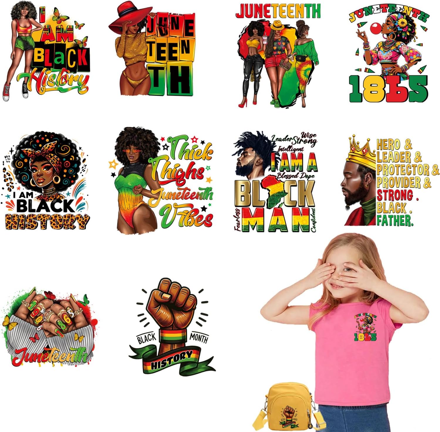 Amazon.com: 10 Sheets Small Juneteenth Iron on Transfers Iron on Decals ...