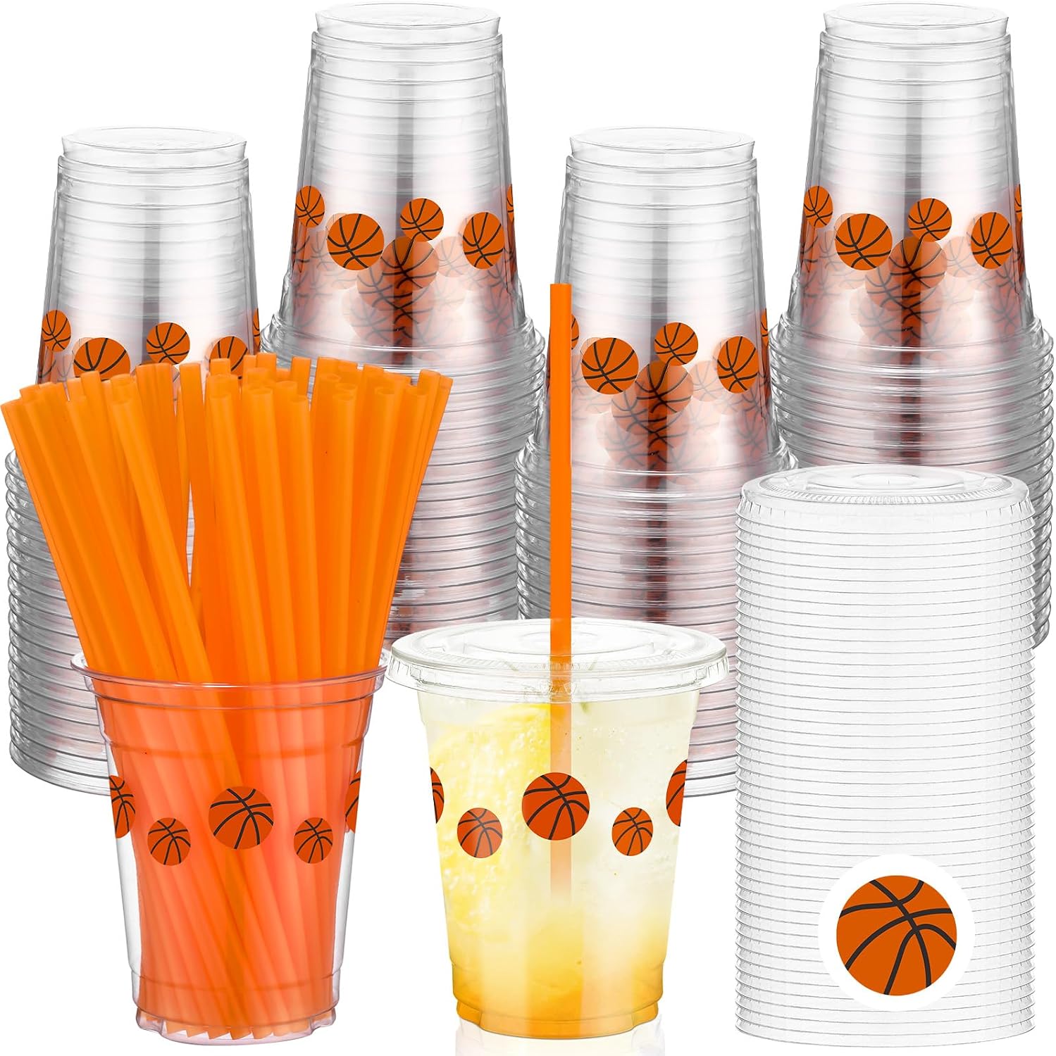 Amazon.com: Blushtier 100 Set 12oz Disposable Basketball Plastic Cups ...