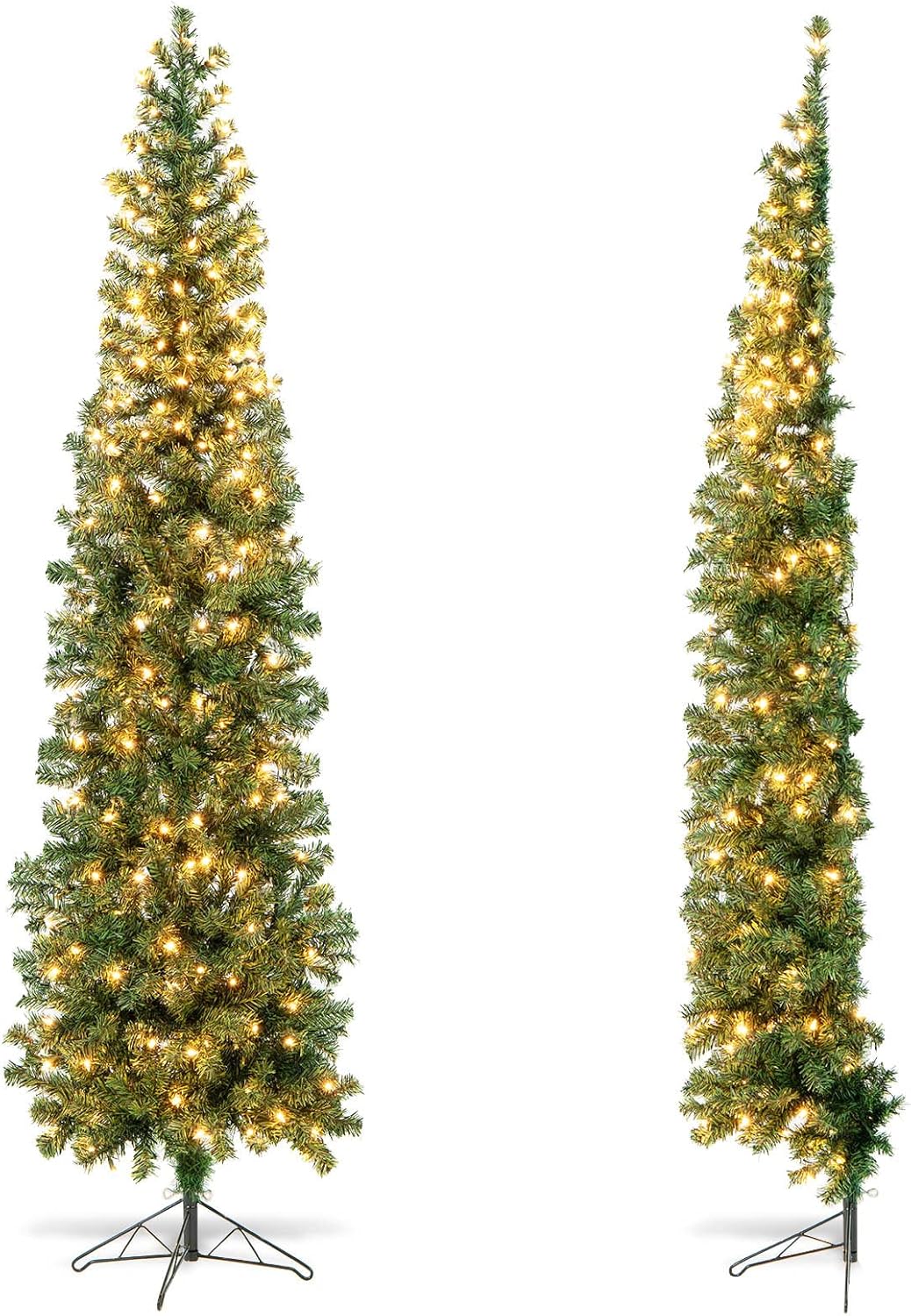 Amazon.com: DREAMADE 7FT Half-Shape Christmas Tree, Prelit Artificial ...