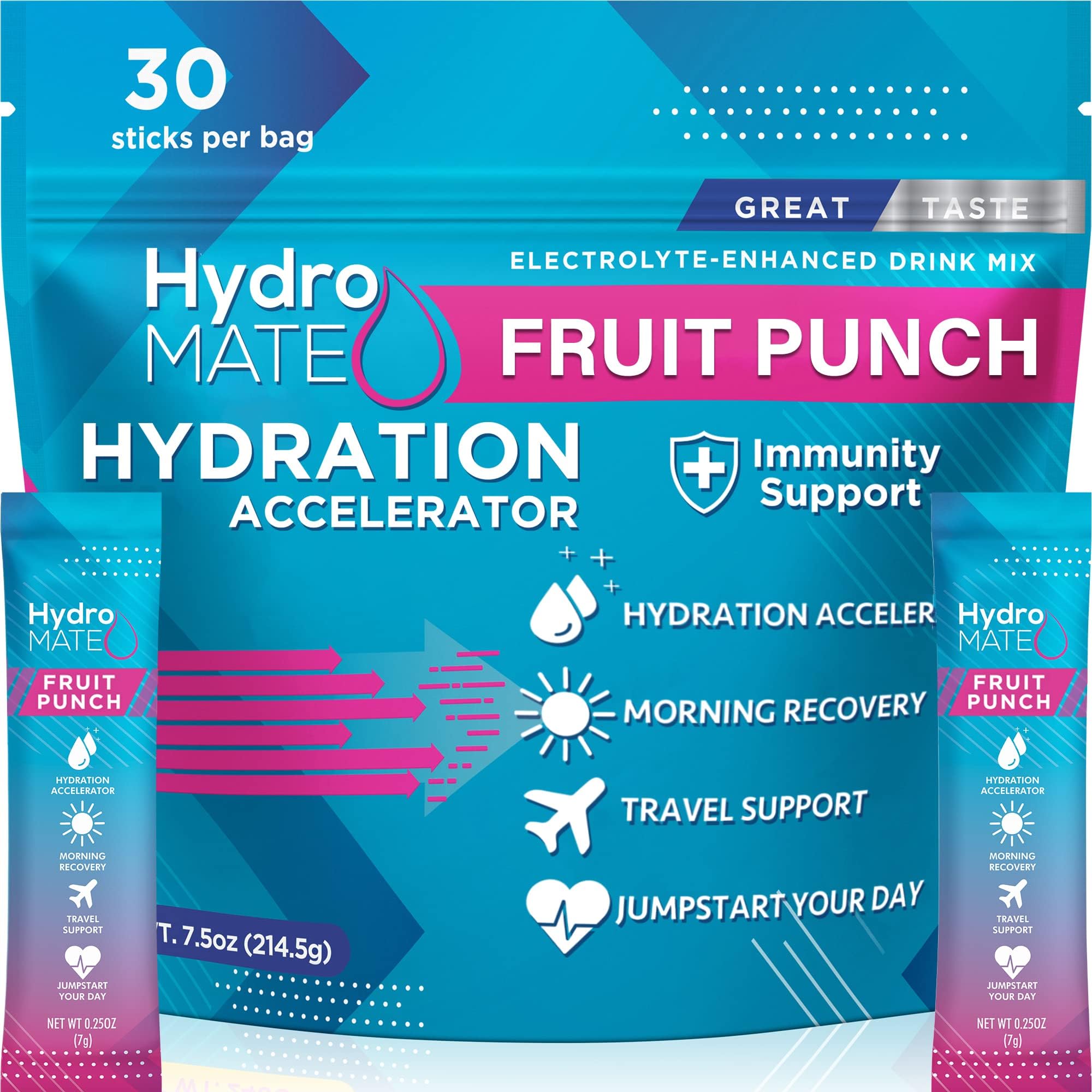 Amazon.com: HydroMATE Electrolytes Powder Drink Mix Packets Hydration ...