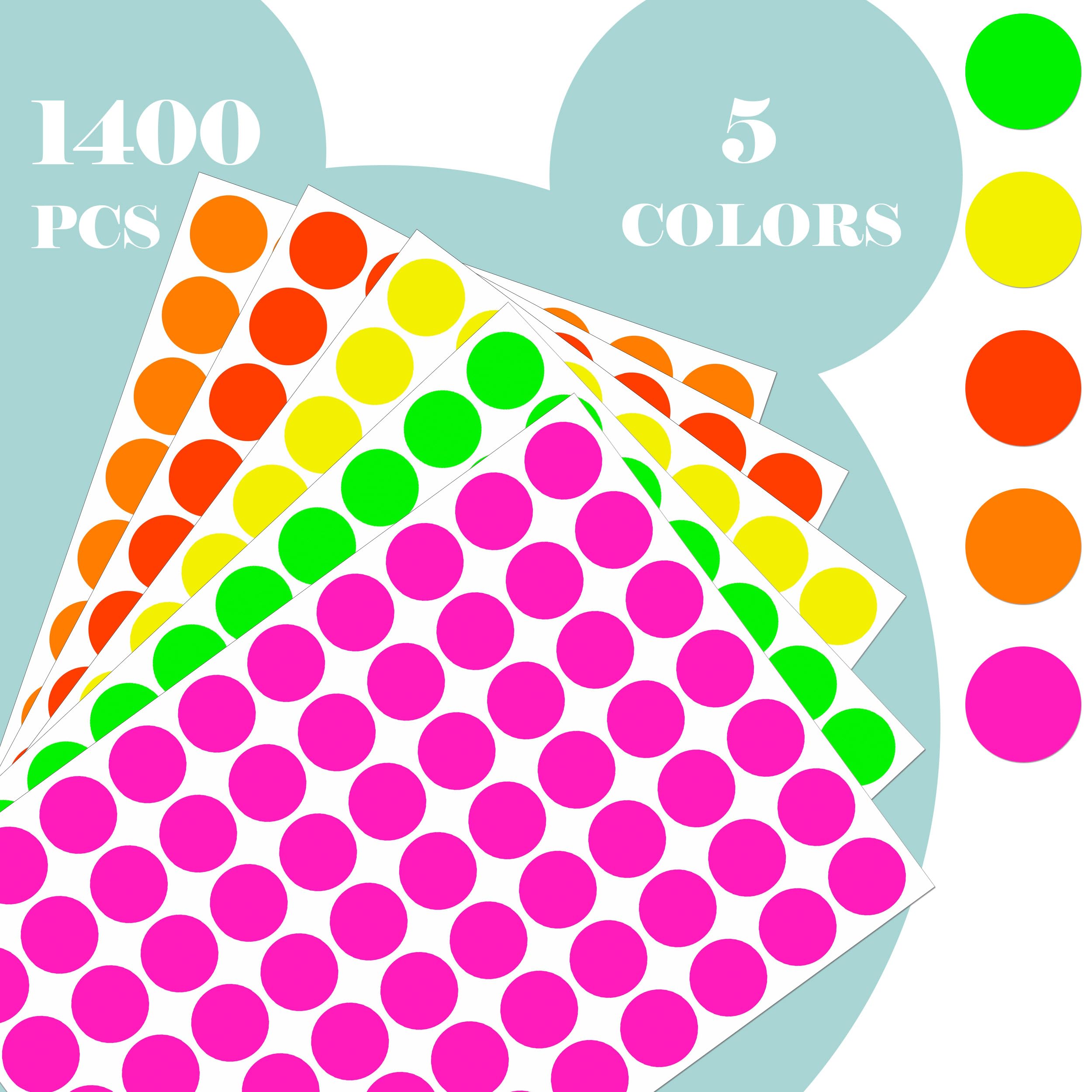 Snapklik.com : Dot Stickers - Fluorescent Circle Stickers, 3/4 Inch ...