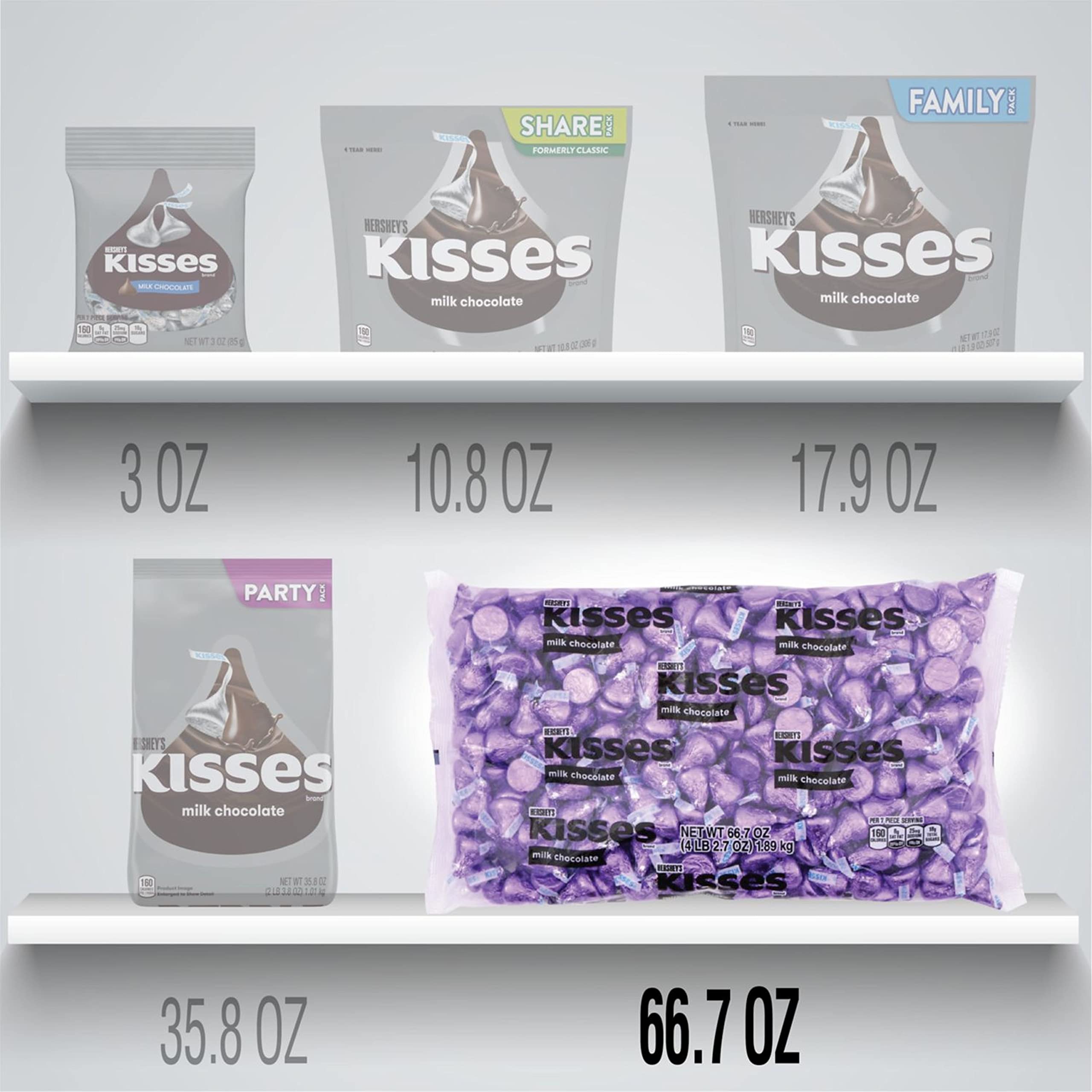 HERSHEY'S KISSES Purple Foils Milk Chocolate Candy, Bulk Candy, 66.7 oz ...