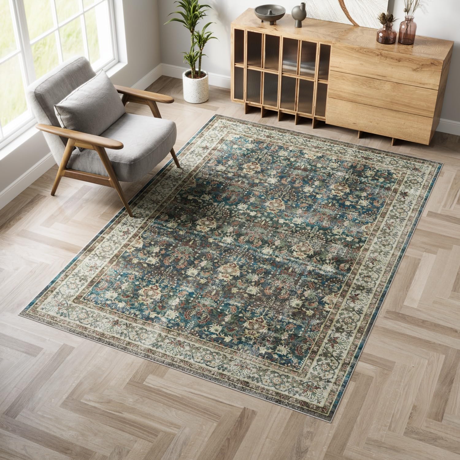 Dripex Vintage 5x7 Area Rugs - Boho Large Washable Area Rug for Living ...