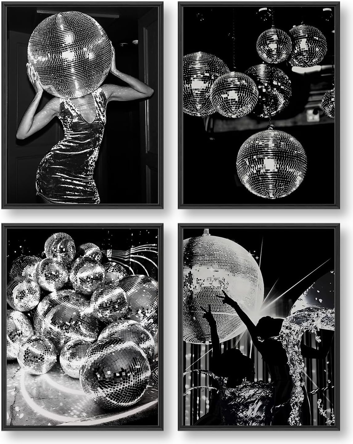Amazon.com: GIFTSFARM Disco Ball Decor, Funky Black White Disco Party ...