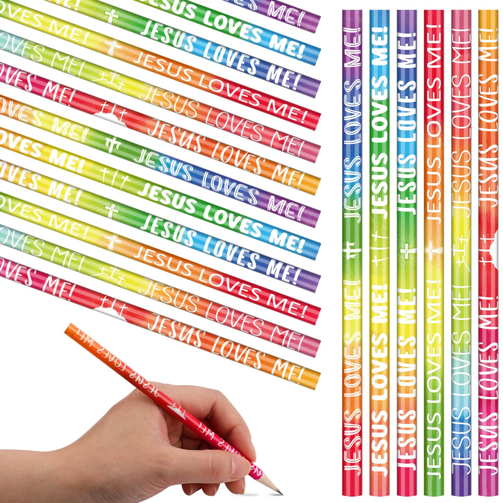 Amazon.com : Zhanmai Jesus Loves Me Pencils 36 Pcs John 3: 16 Christian ...