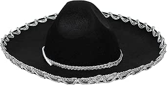 Amazon.com: GiftExpress Black Mariachi Sombrero Hat with Silver Trim ...