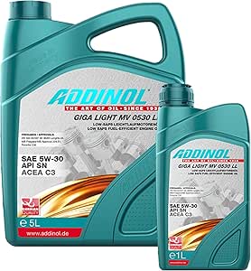 Addinol Motoröl 5W-30 Giga Light MV 0530 LL Longlife 5L + 1L : Amazon.de: Auto & Motorrad