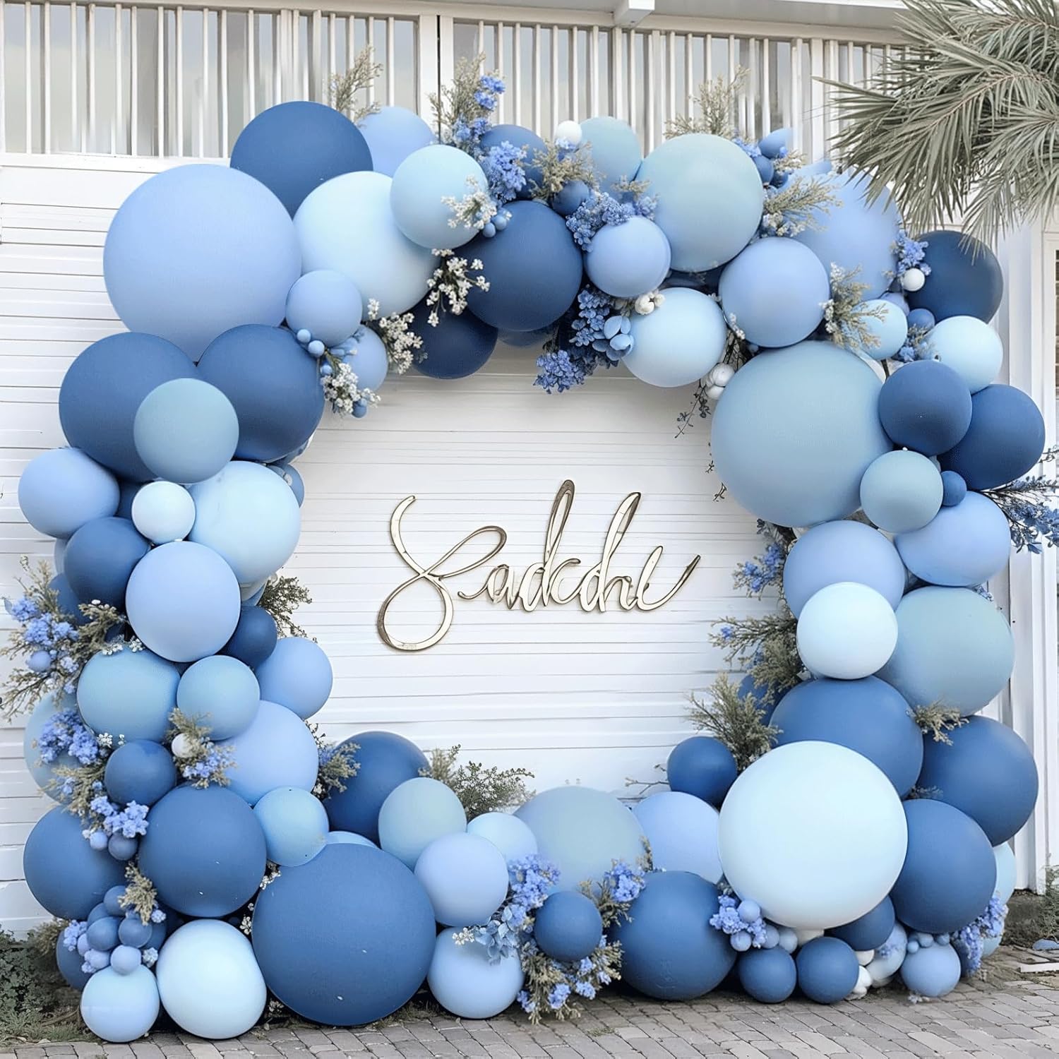 Amazon.com: Dusty Blue Balloons Arch Kit, Double Stuffed Dark Blue Balloons Denim Light Pastel ...