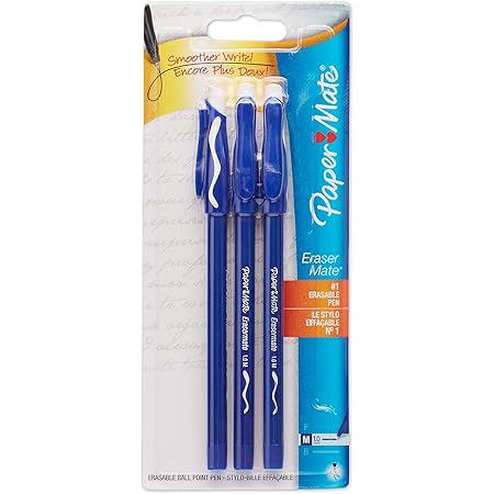 Amazon.com : Paper Mate Erasermate Stick Medium Tip Ballpoint Pens, 12 ...