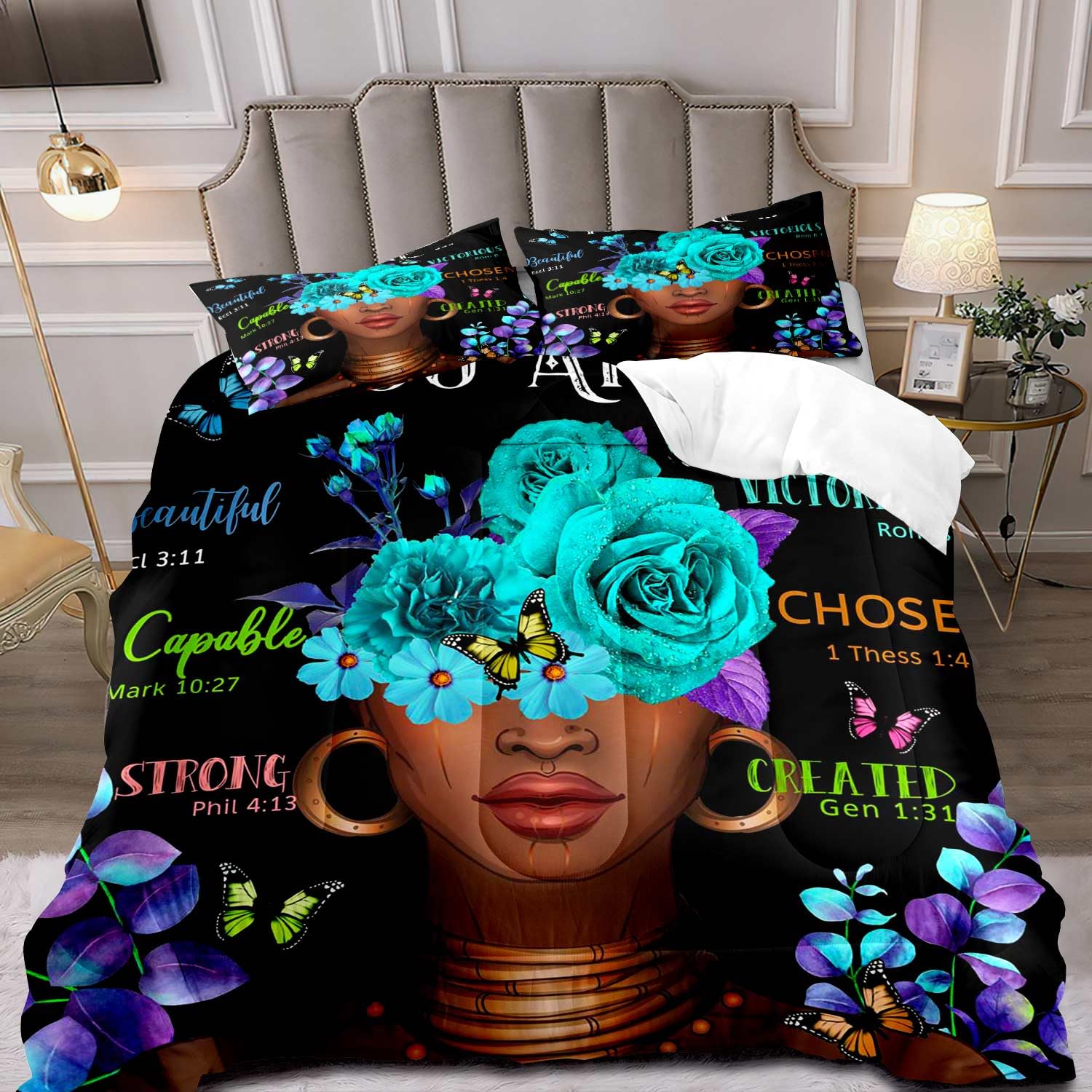 Amazon.com: LUVIVIHOME 3PCS African American Black Girl Comforter Set ...