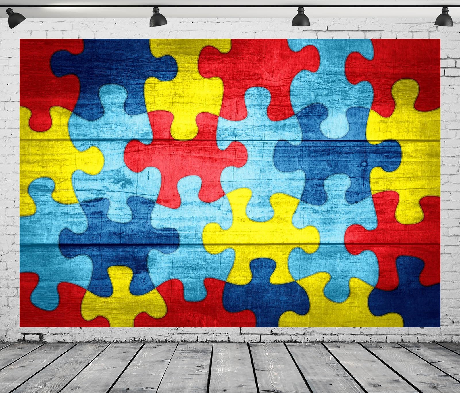 Amazon.com : CORFOTO 7x5ft Fabric Colorful Picture Puzzle Backdrop for ...