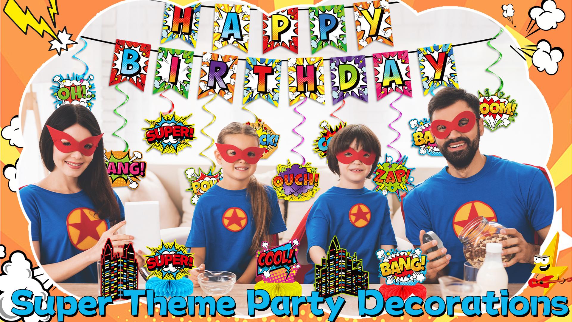 Super Hero Decorations Hero Birthday Party Decorations Set - Red Blue ...
