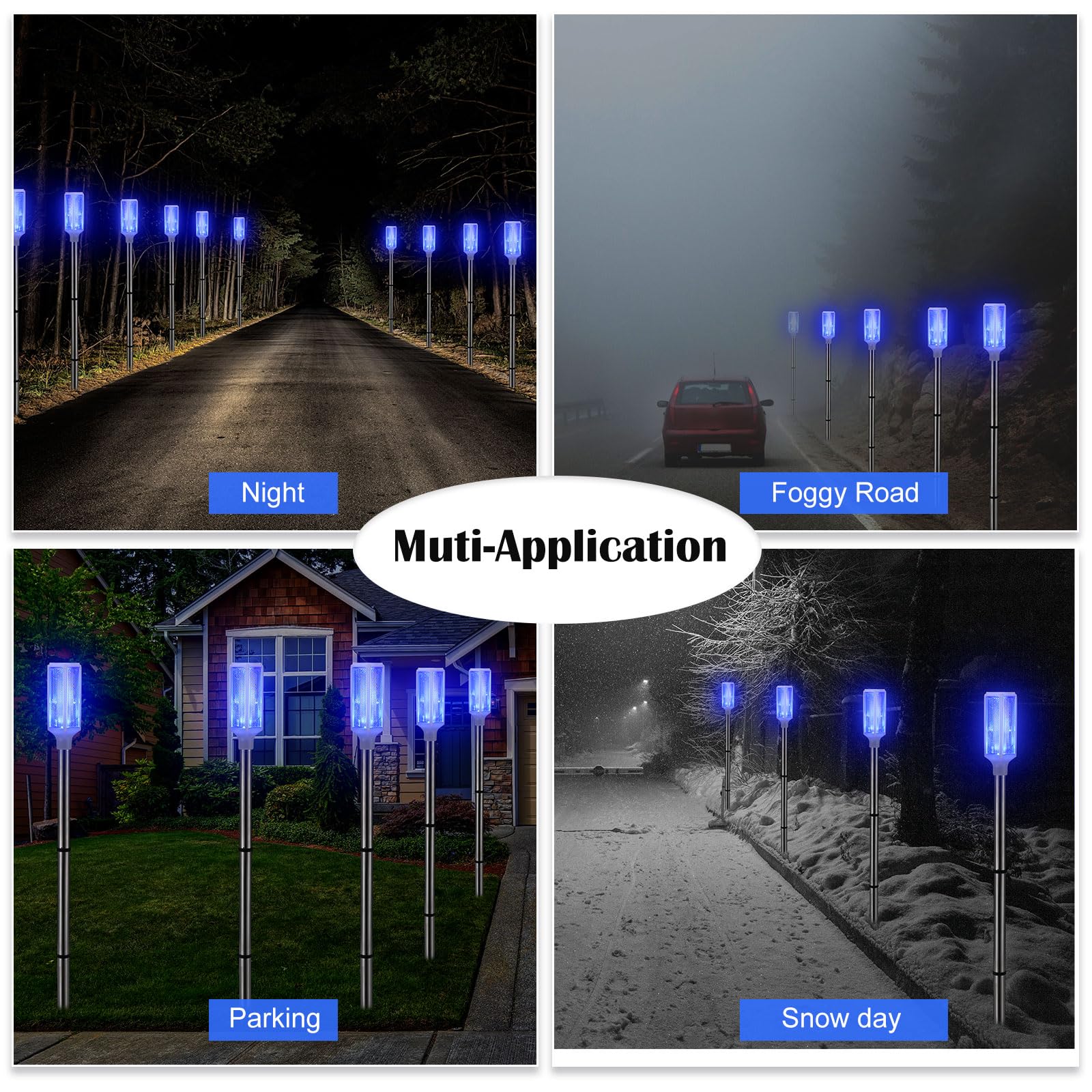 Snapklik.com : Macarrie 4 Pcs Solar Powered Driveway Markers Reflective ...