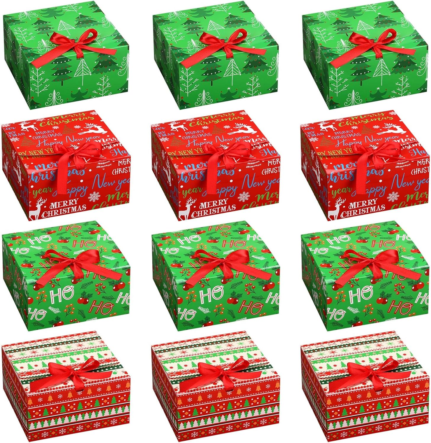 Amazon.com: Blulu 12 Pack Christmas Gift Boxes with Lids Present Candy ...