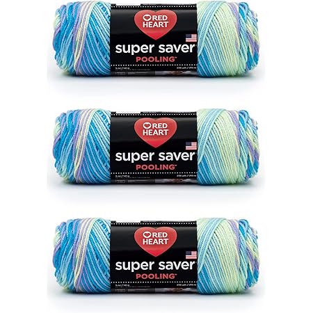 Amazon.com: RED HEART Super Saver Yarn, Pooling - Stillwater, 9.5 x 3.5 ...
