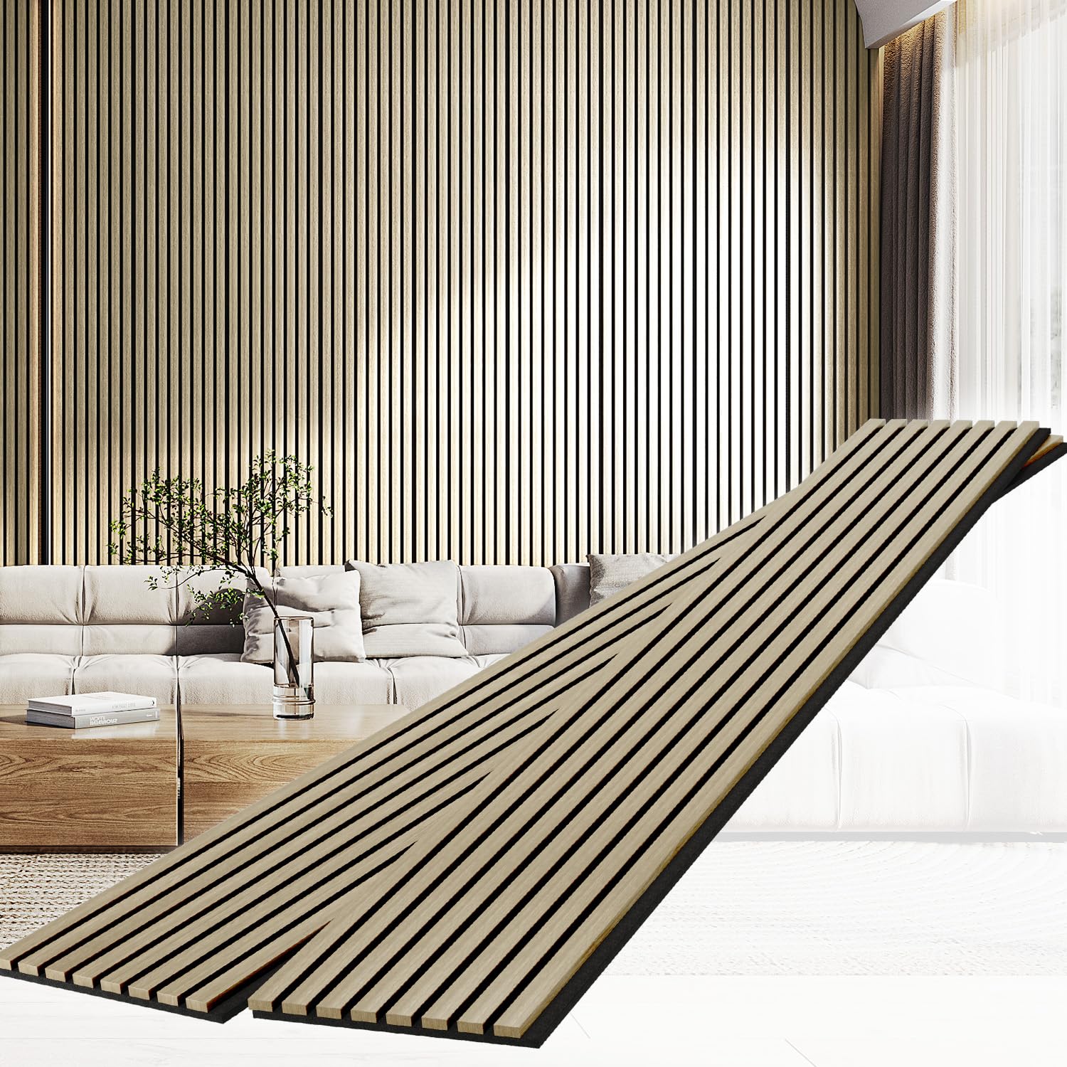 Snapklik.com : Wood Slat Wall Panels, Solid Wooden Wall Panels, 2 Pack ...