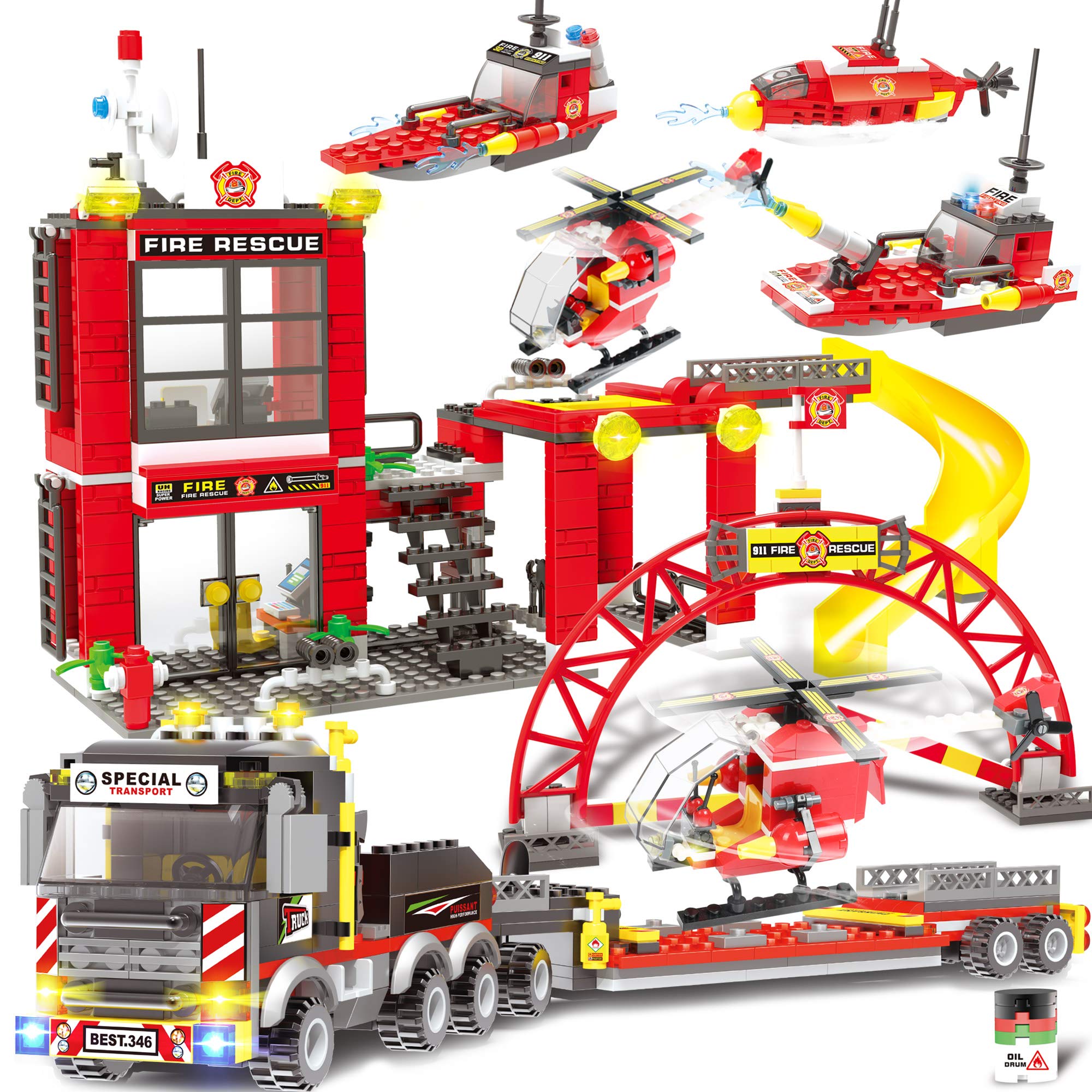 Buy City Fire Station Building Set, Fire Station with Fire Engine ...