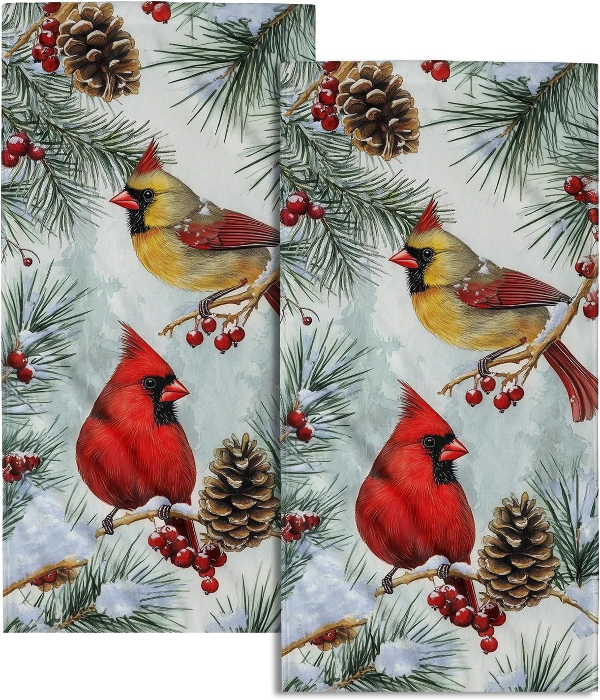 Amazon.com: Giwawa Winter Birds Hand Towels Set of 2 Pine Cone Berry ...