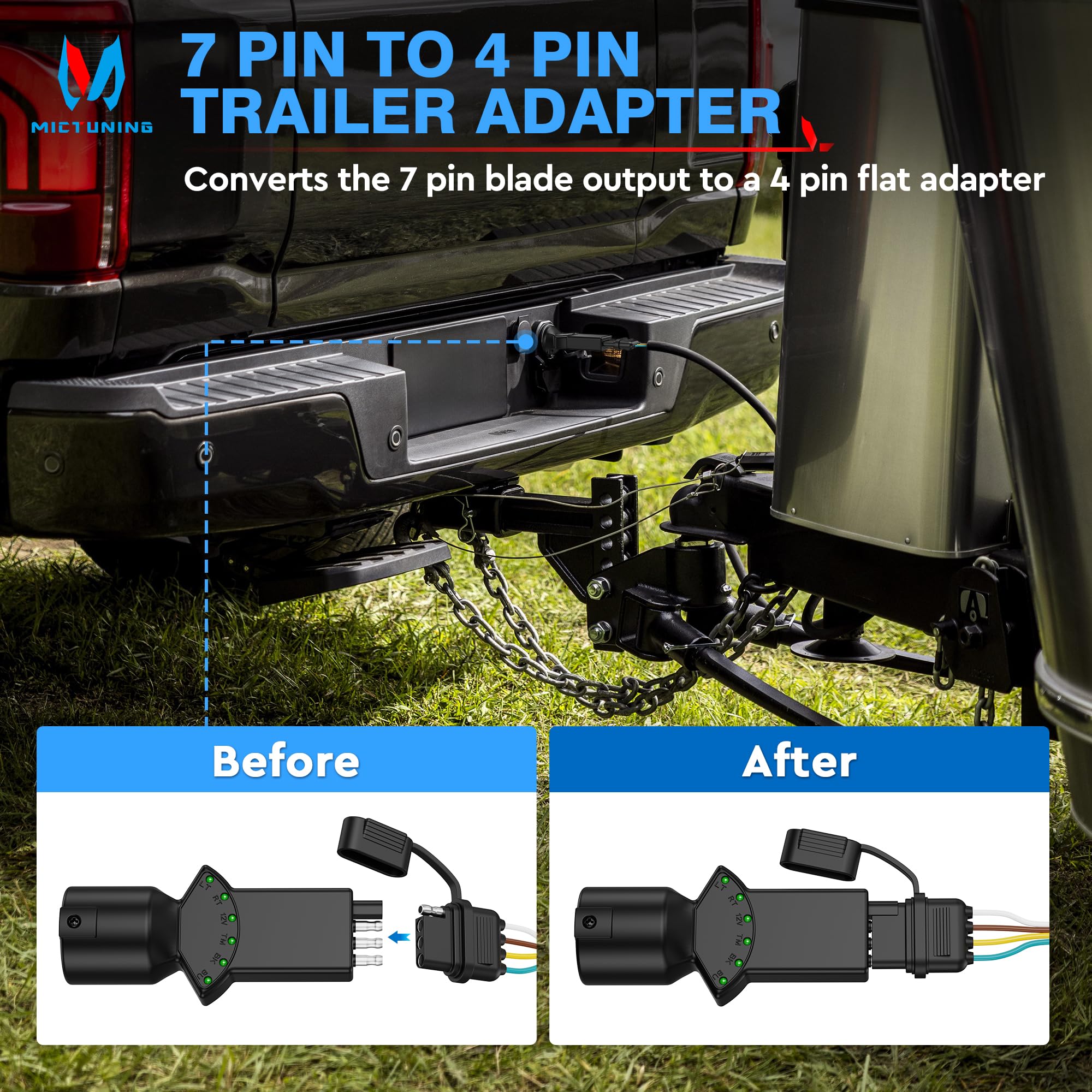 Snapklik.com : MICTUNING 7 Pin To 4 Trailer Plug Tester, Multi ...