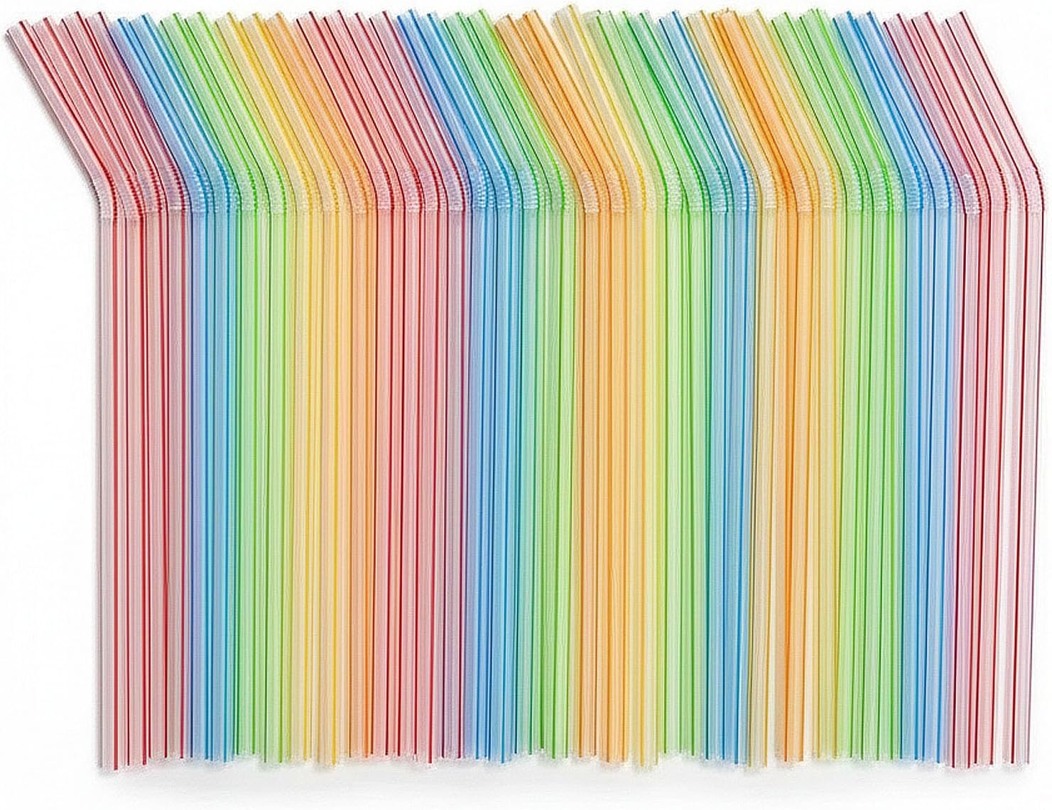 Amazon.com: Flexible Plastic Straws Disposable, White Colorful ...