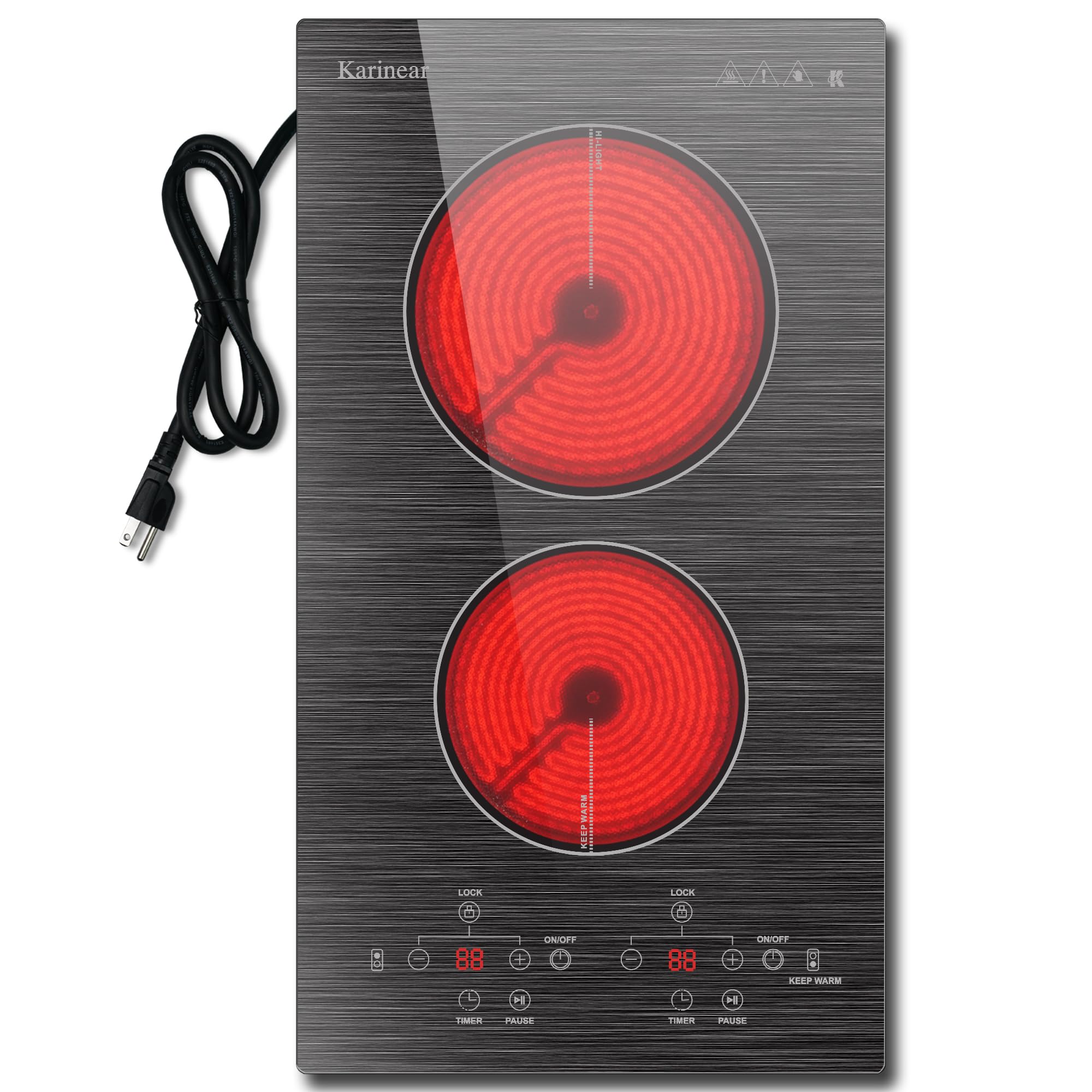 Snapklik.com : Karinear 2 Burner Electric Cooktop 110V, 12 Inch ...