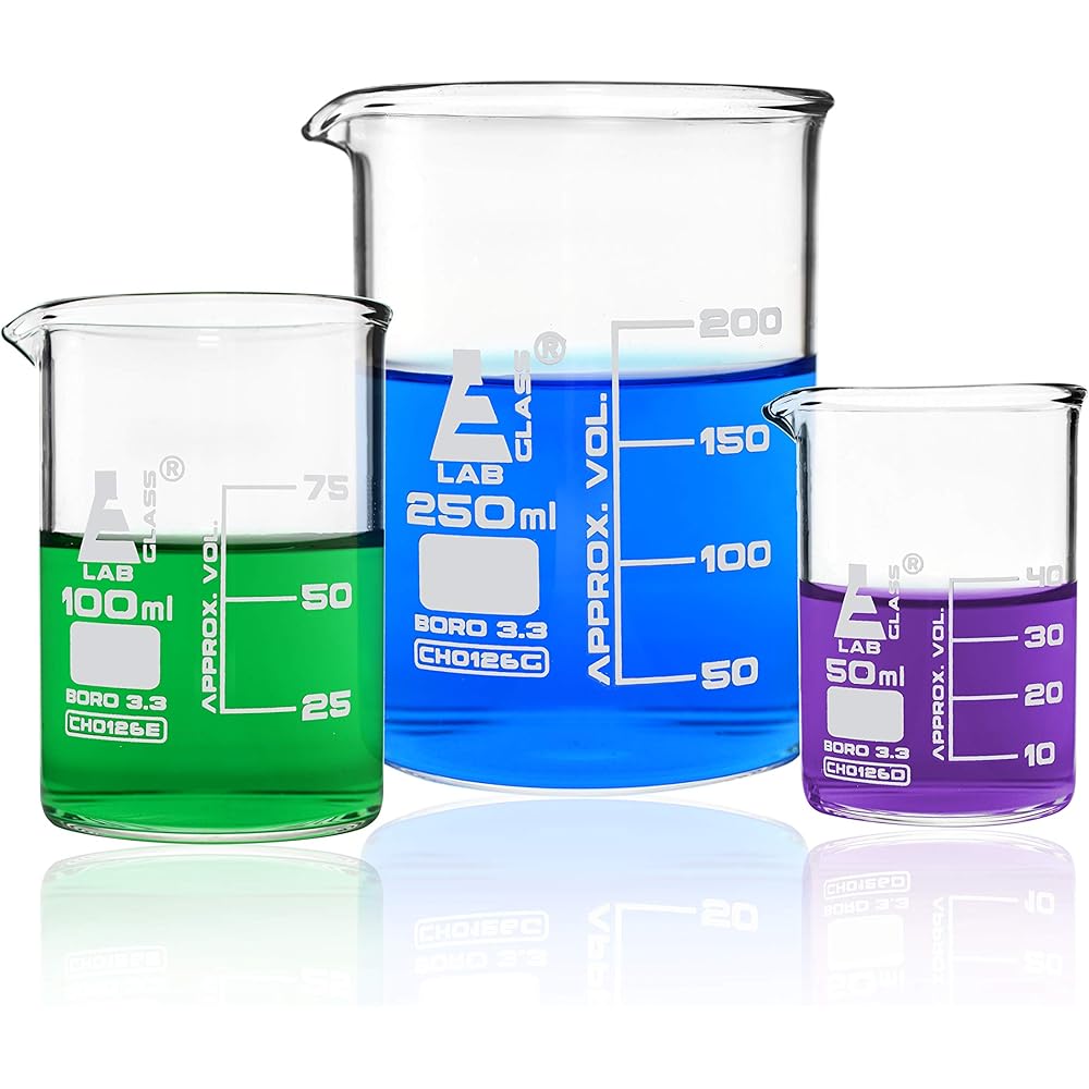 $3/mo - Finance EISCO Premium 3pc Glass Beakers Set, 50mL, 100mL, 250mL ...