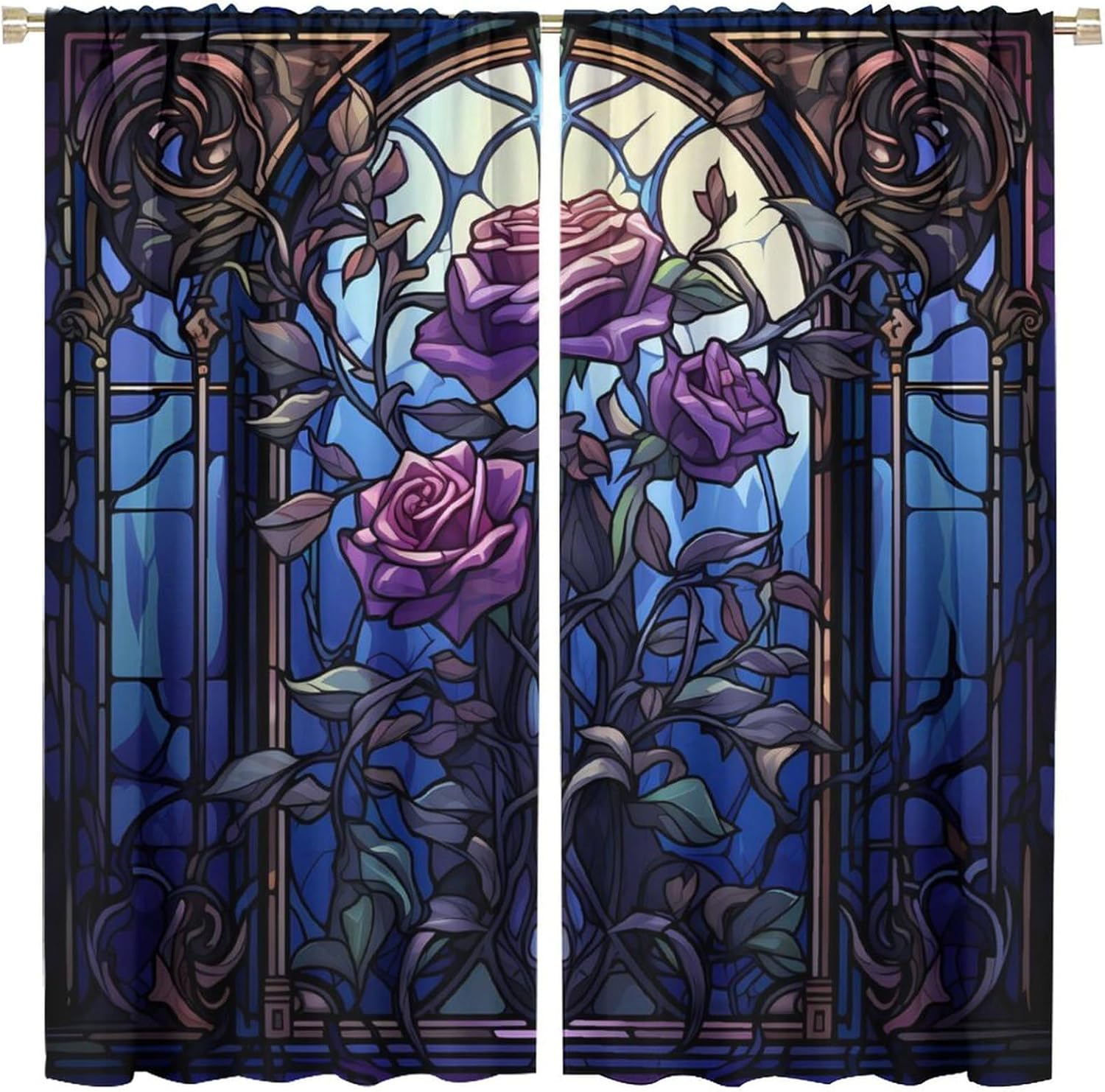 Amazon.com: Vintage Stained Glass Curtains, Baroque Exotic Medieval ...